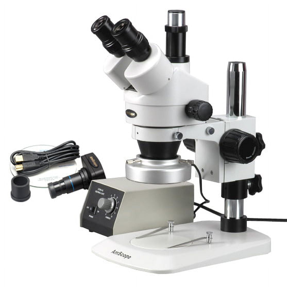AmScope 3.5X-90X Stereo Zoom Microscope w Aluminum 80-LED Light + 10MP ...
