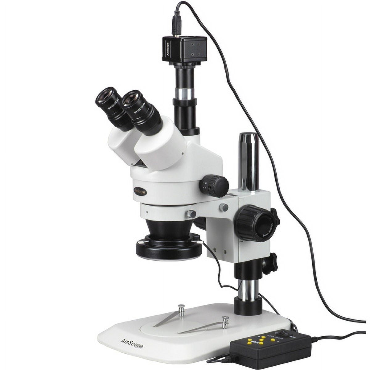 AmScope 3.5X-90X Zoom Stereo Microscope w 5MP Camera + 144-LED 4-Zone ...