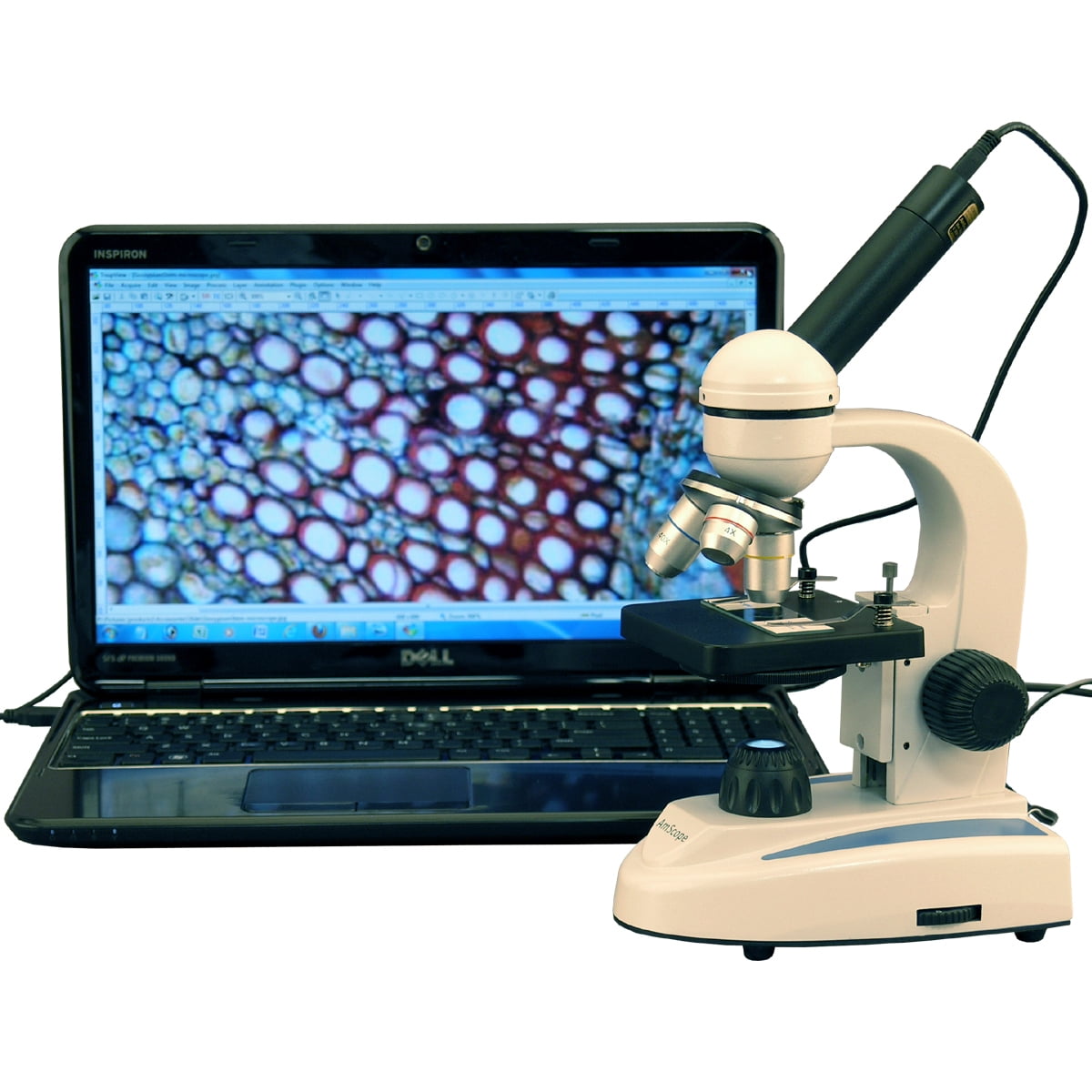 AmScope 40X-1000X Metal Frame Glass Optics Digital Student Microscope ...