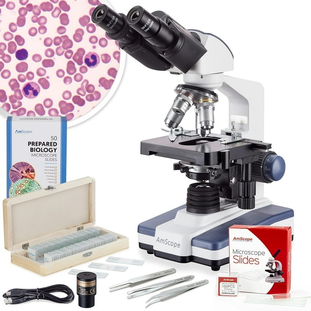 AmScope - 40X-2500X LED Binocular Compound Microscope with 3D Stage ...