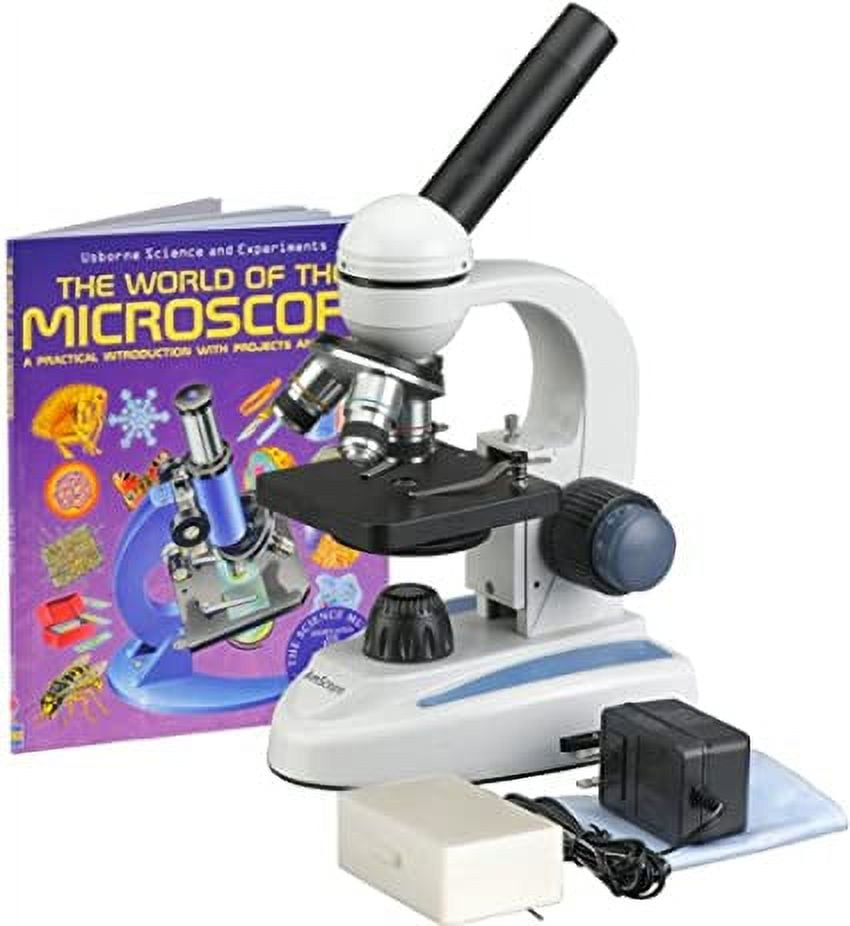 AmScope 40X-400X Student Compound Microscope w Glass Lens, C&F, Metal ...