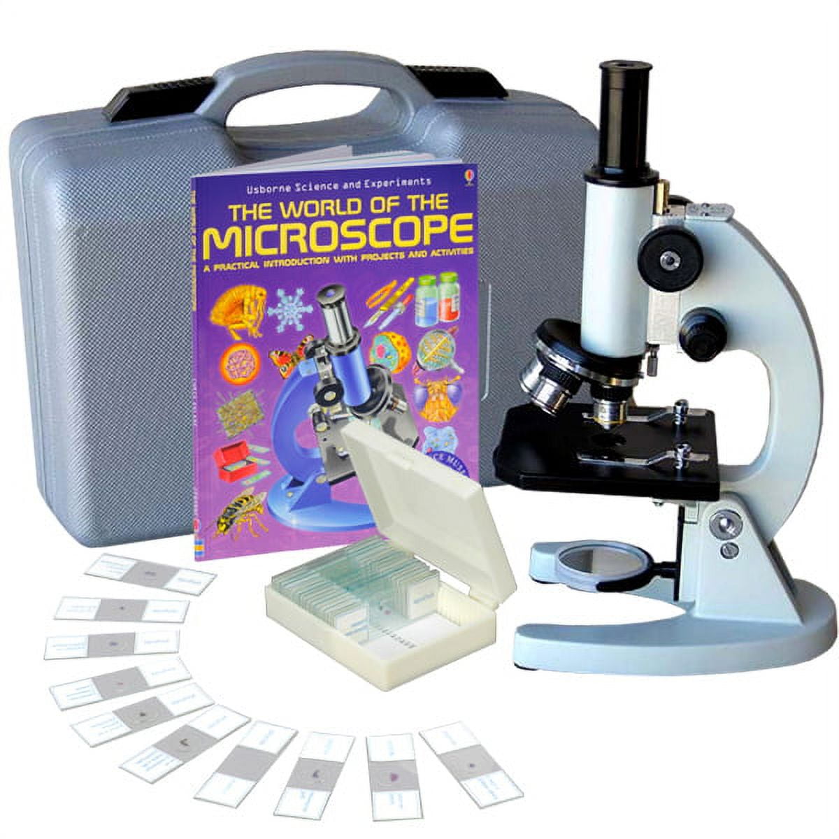 AmScope 40x-1000x Student Metal Compound Microscope with ABS Case, 25pc ...