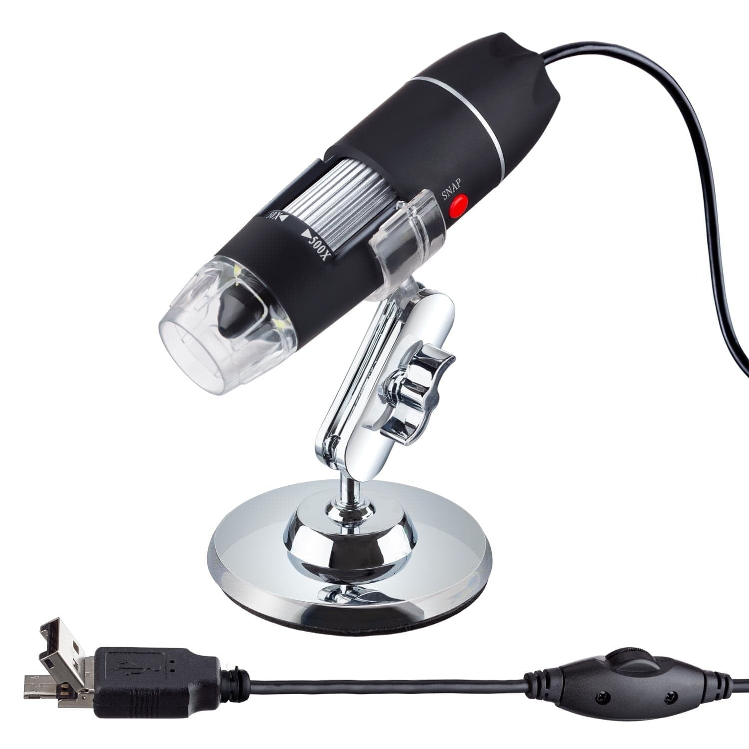 AmScope 50-500X 8-LED USB Digital Microscope with Multi-USB OTG ...