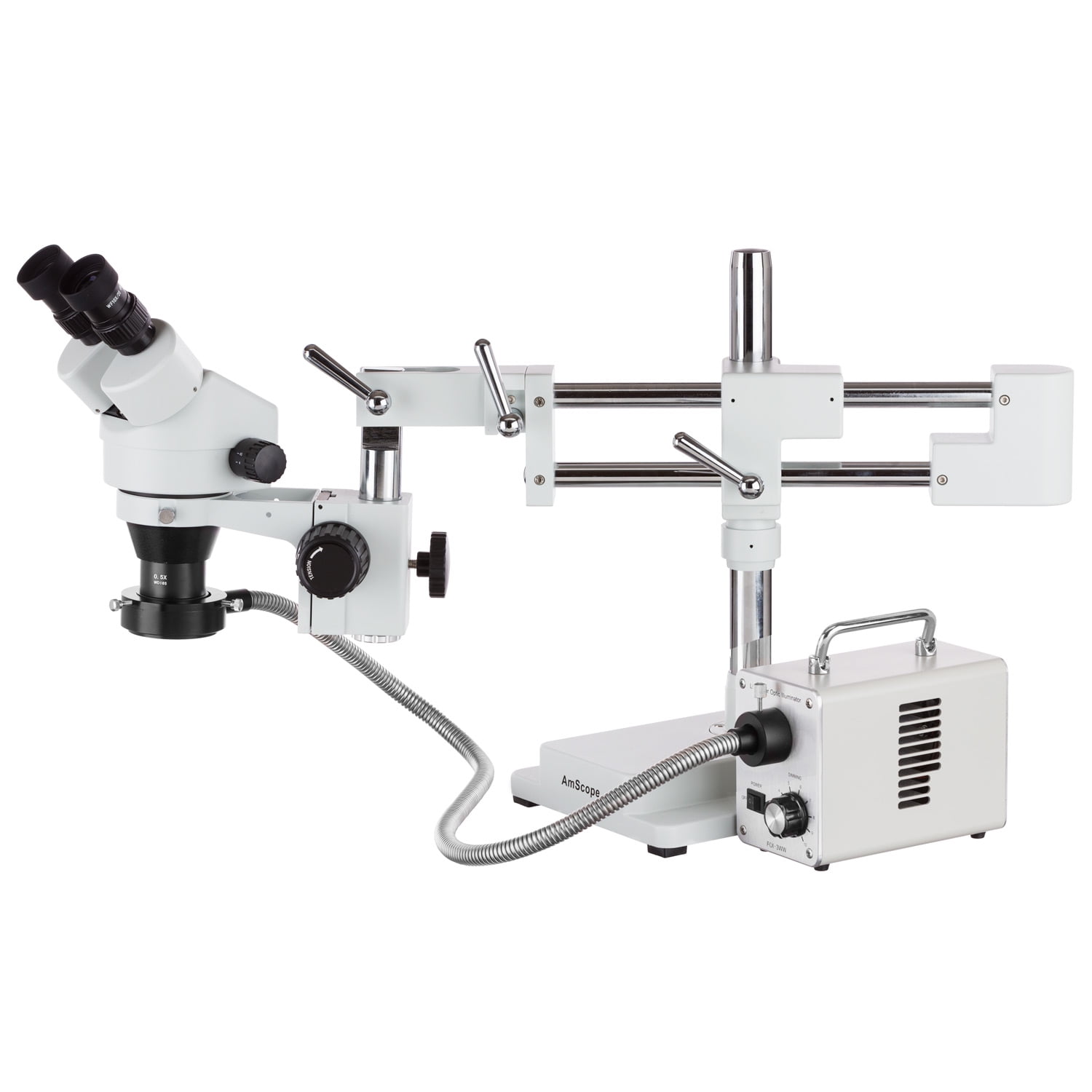 AmScope 7X-45X LED Fiber Optic Ring Light Zoom Stereo Trinocular ...