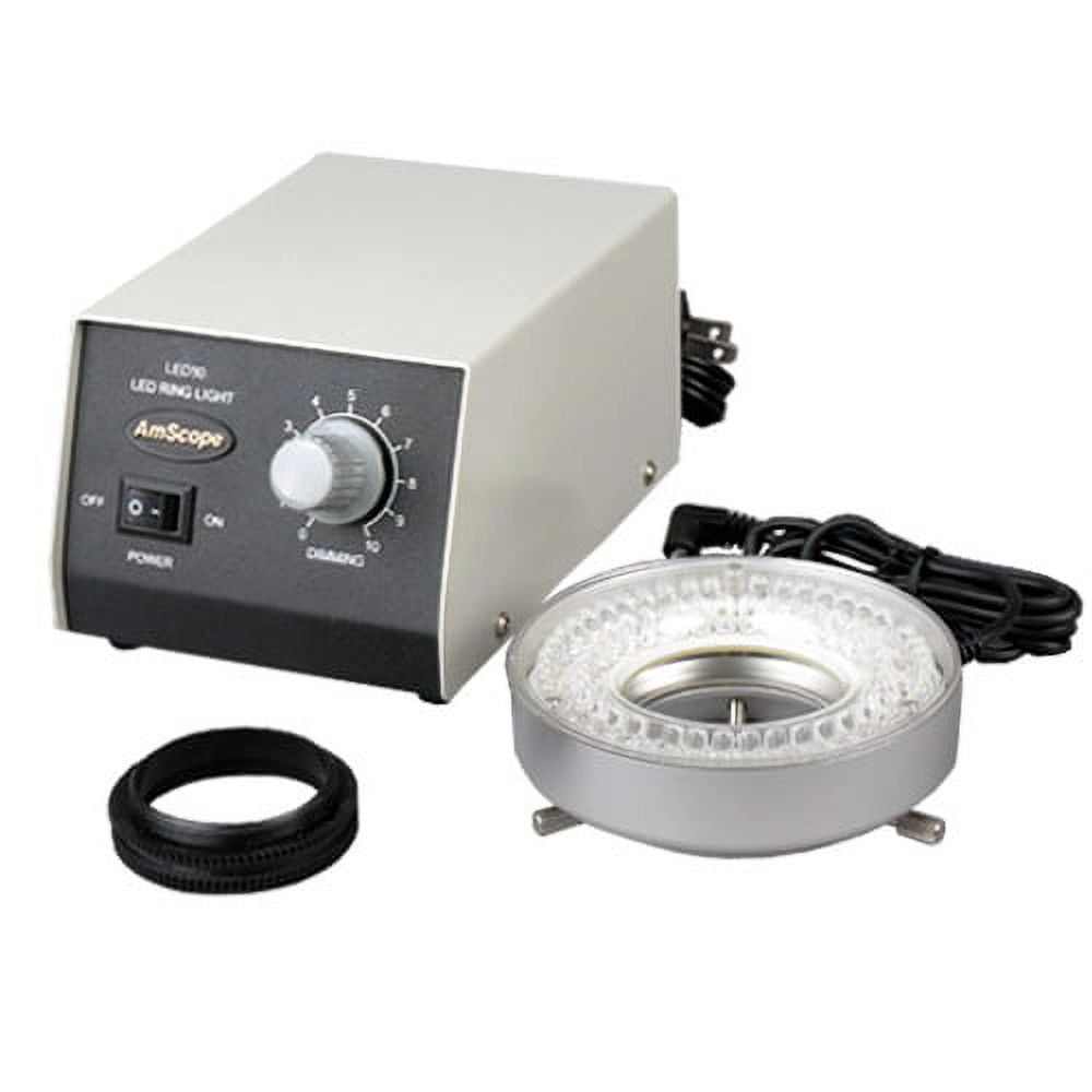 AmScope 80-LED Microscope Ring Light w Heavy-Duty Metal Box and Adapter ...