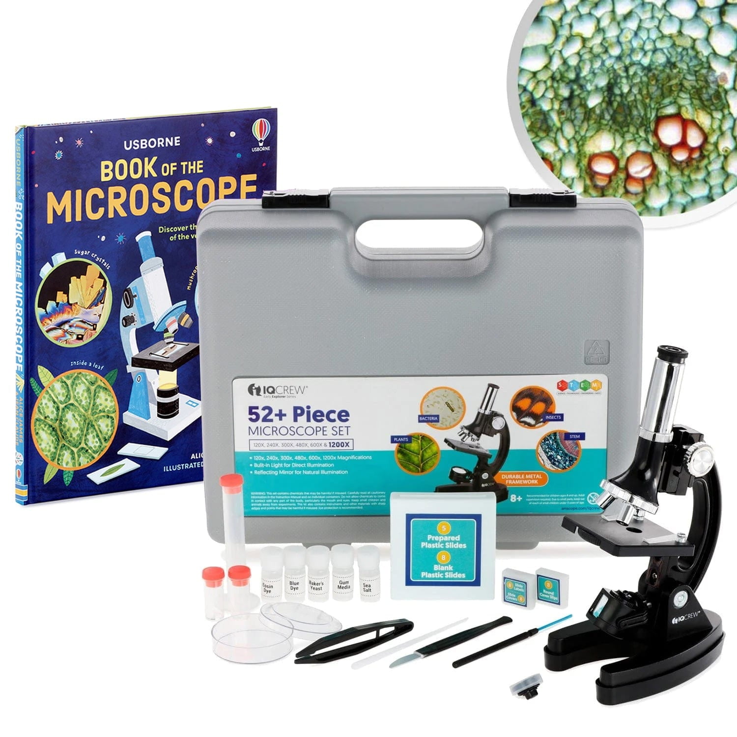 AmScope-Kids STEM Beginner Science Microscope Kit 120X-1200X with ...