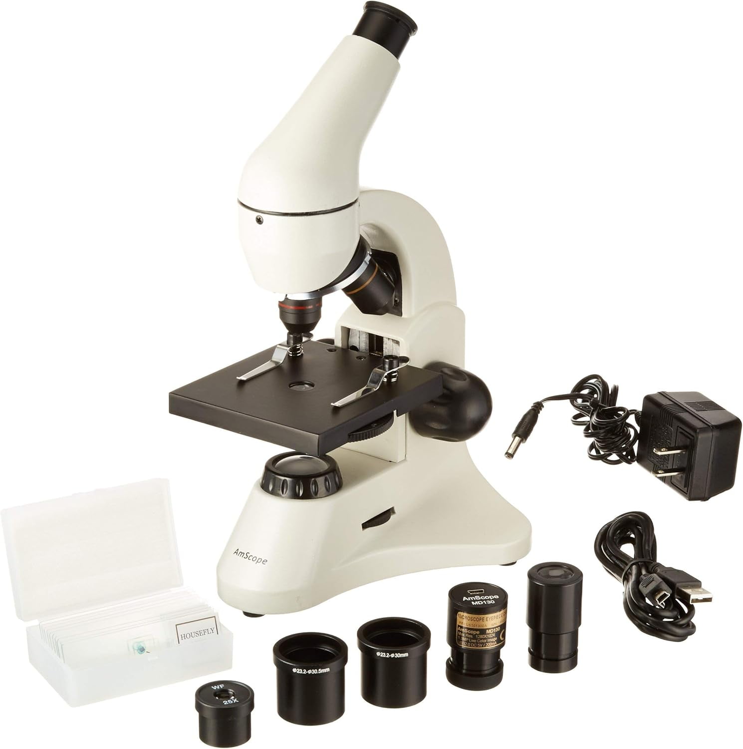 AmScope M120C-2L-PB10-E1 Digital Compound Monocular Microscope, WF10x ...