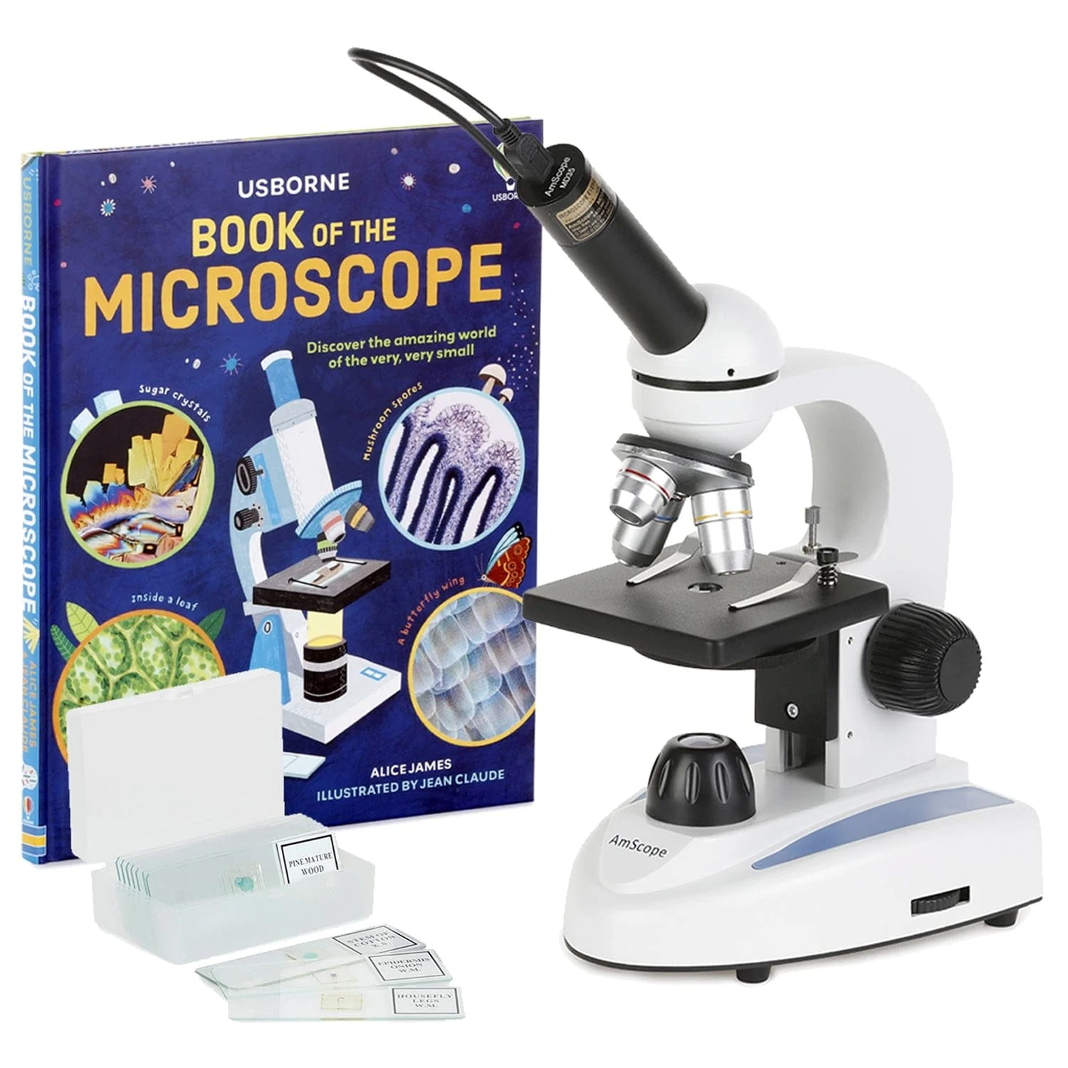 AmScope M149C-PB10-WM-E Digital Compound Monocular Microscope, WF10x ...