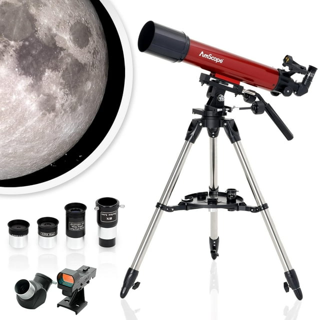 AmScope Refractor ALT-AZ Telescope with Altitude Azimuth Mount, 102mm ...