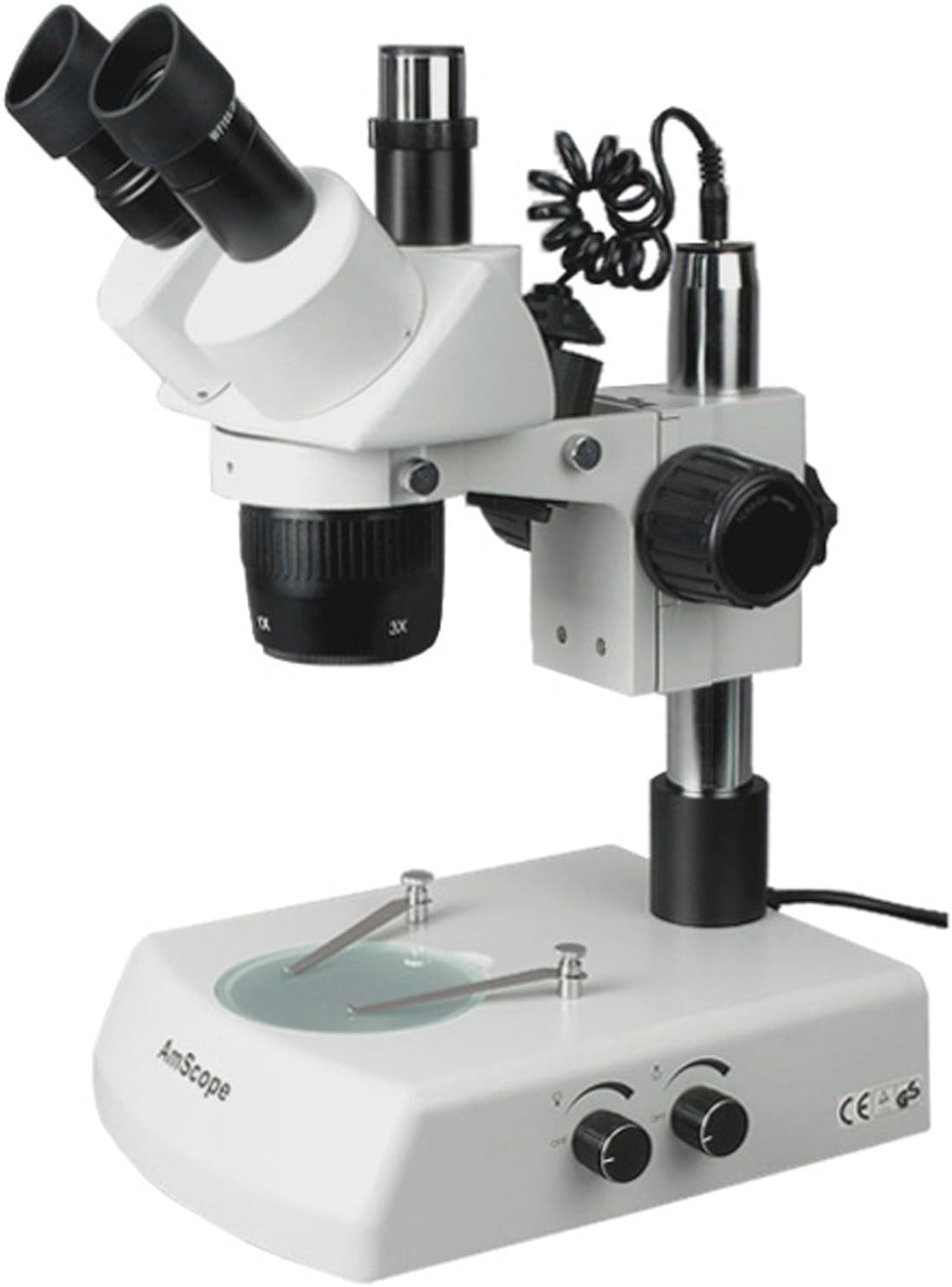 AmScope SW-2T24Z Trinocular Stereo Microscope, WH10x Eyepieces, 20X/40X ...
