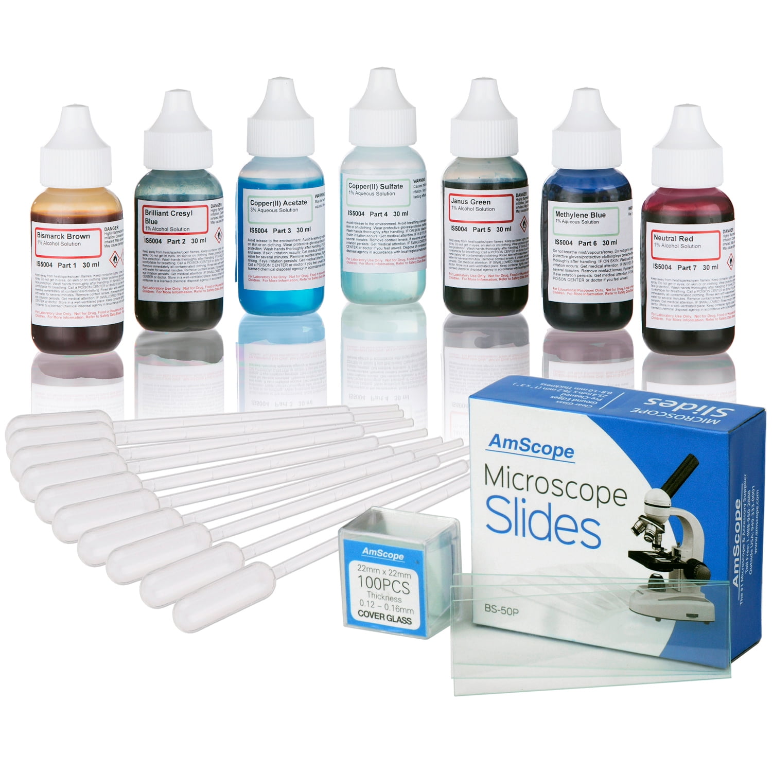 AmScope Vital Stain Kit for Living Cells â€“ Microscope Slide Stains ...