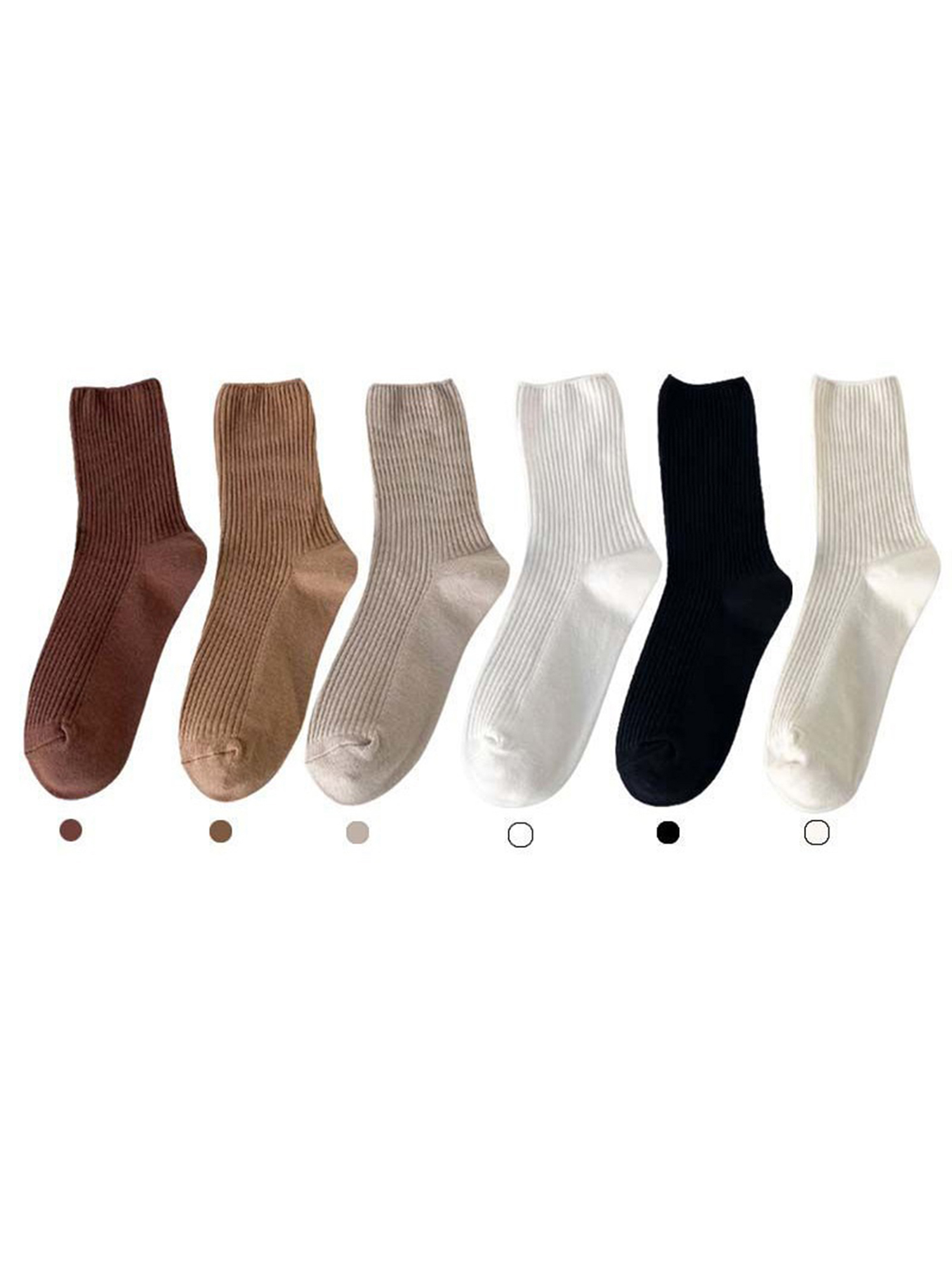 AmShibel Women's Middle Tube Socks Solid Color Multi-Functional Ribbed ...