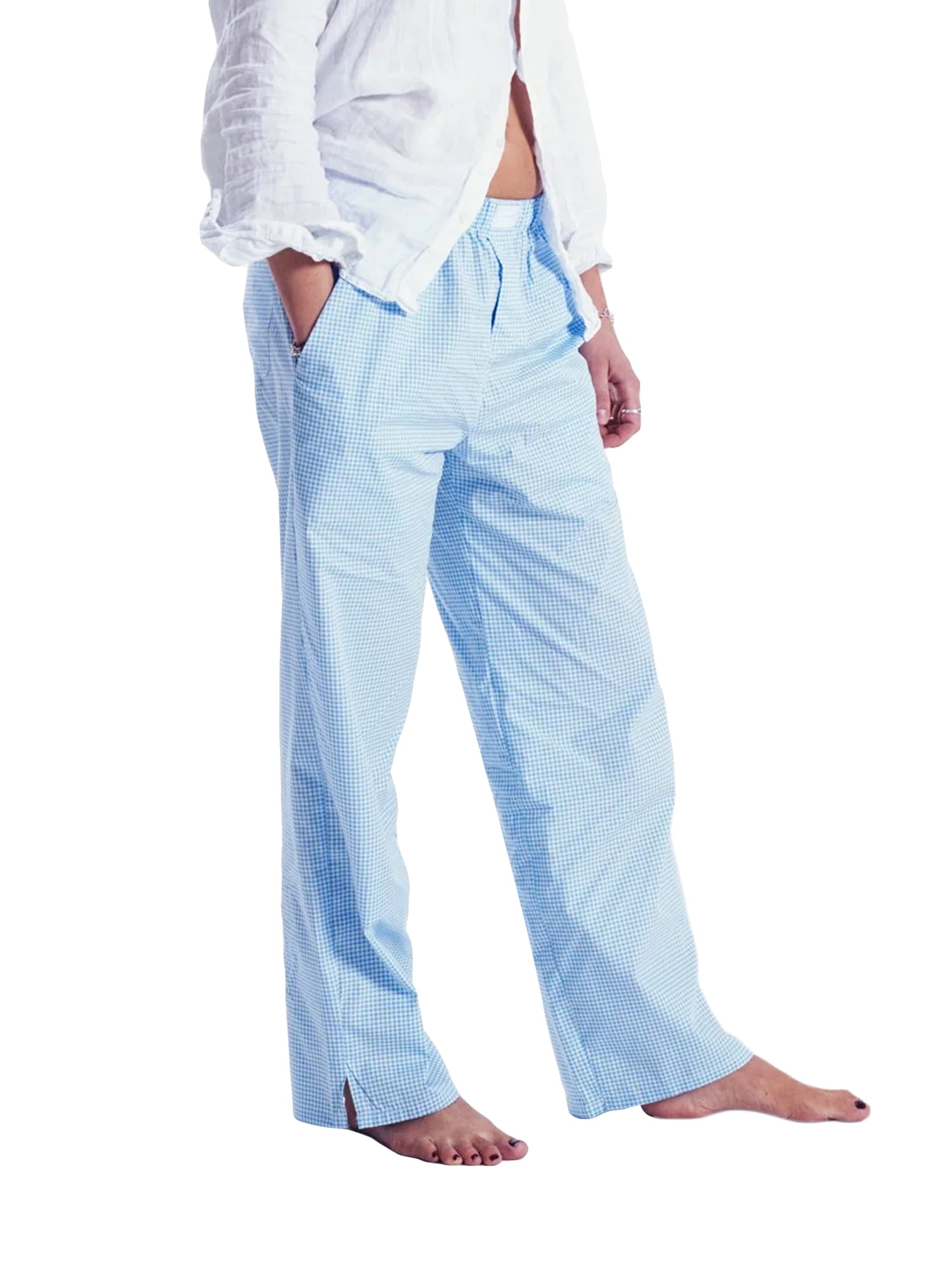 AmShibel Women's Y2K Pajama Pants Plaid Loose Fit Elastic Waist Wide ...