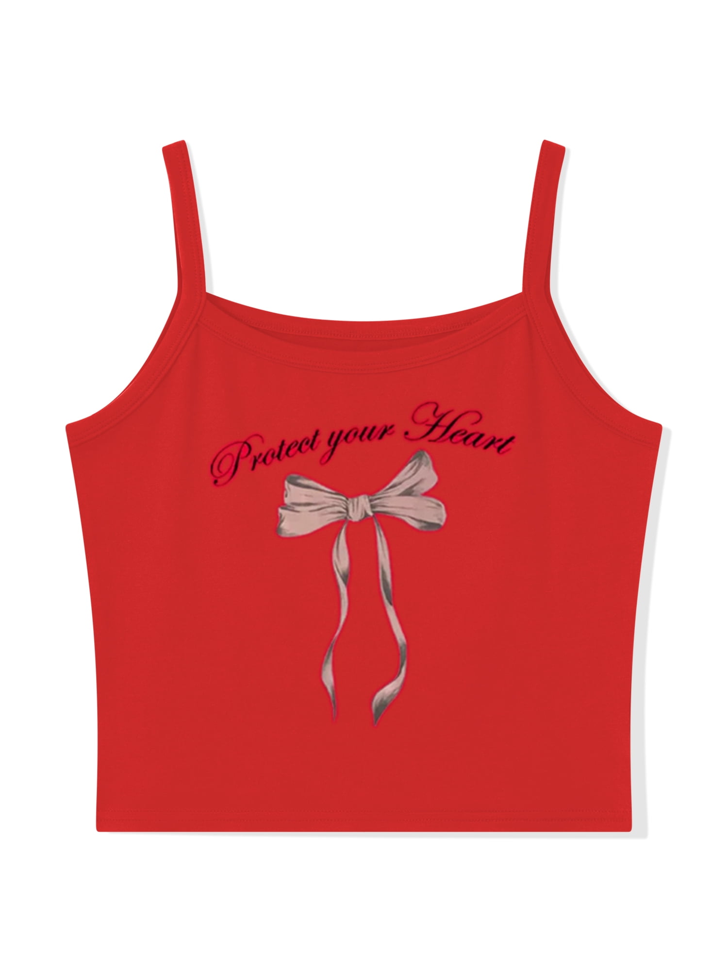 Amshibel Women's Y2k Cami Tops Summer Cute Bow Cherry Print Tank Tops