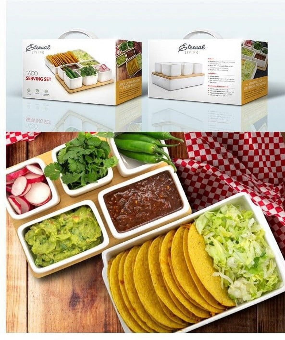 Ama Cucina Taco Serving Set – Ceramic Appetizer Serving Tray, Dip ...