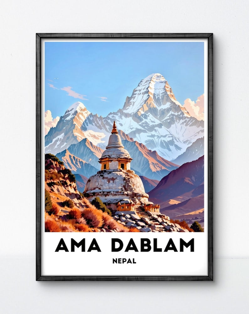 Ama Dablam Nepal Poster Downloadable Wall Art, Himalayan Mountains ...
