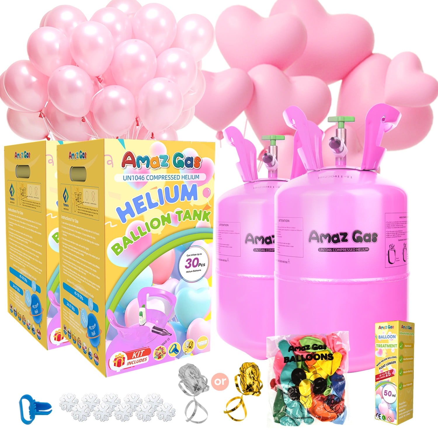 Ama Gas 7L Helium Gas Tank With 30 pcs 10 inch Latex Balloons & 50ml ...