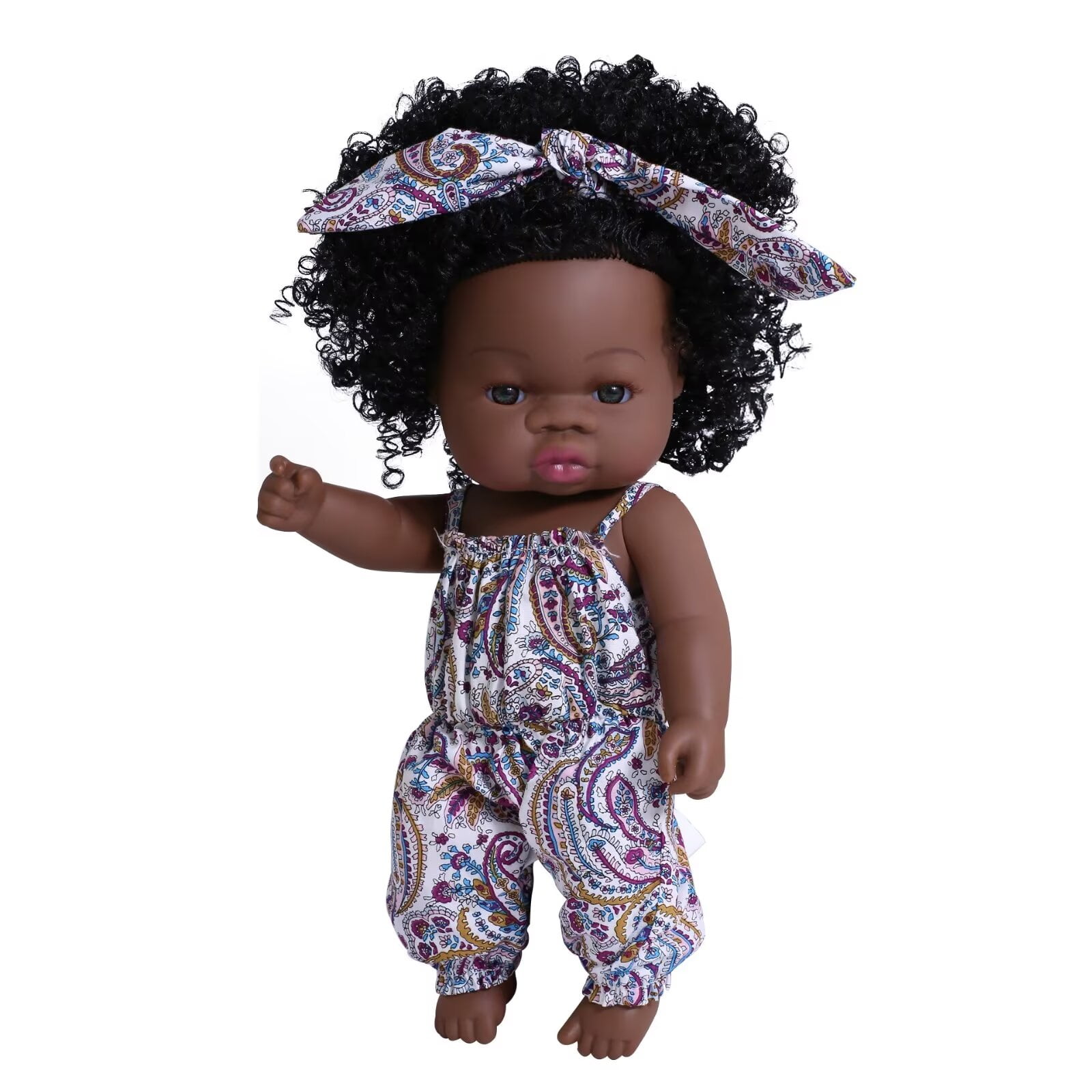 AmaMary 12" Curly Hair Reborn Black Baby Beeping Baby Soothing Toy Soft ...
