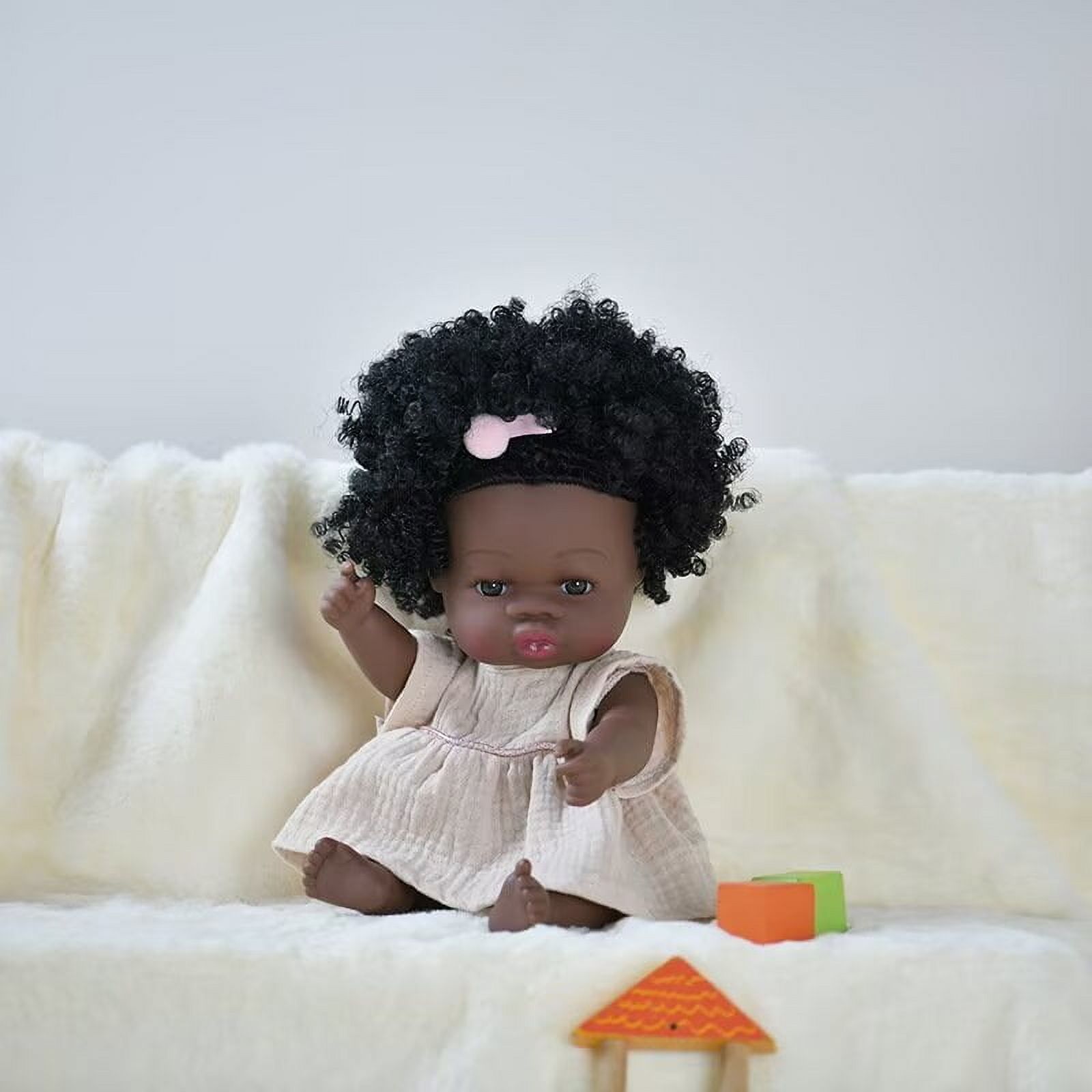 AmaMary 12 Inch Girls Black Reborn Doll Full Vinyl Skirt African Exploding Head Doll Gift for ...