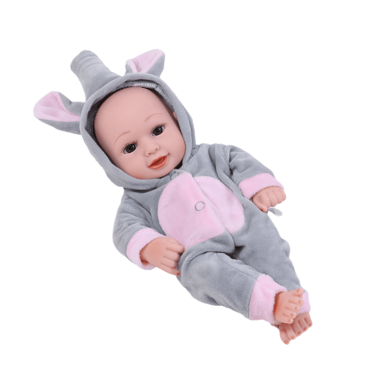 AmaMary 12" Newborn Baby Doll Lifelike Silicone Vinyl Grey Elephant ...