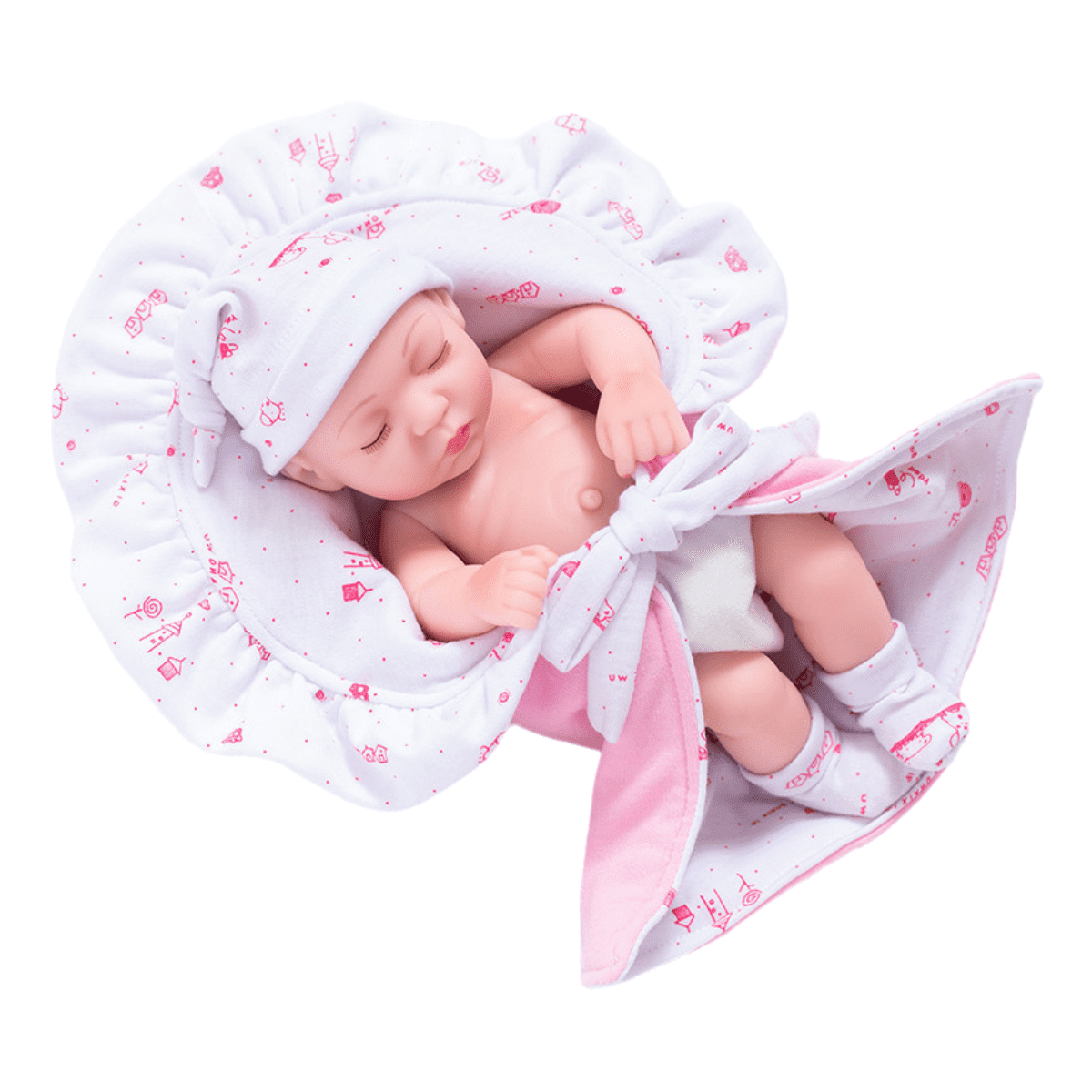 AmaMary 12" Newborn Baby Doll Lifelike Silicone Vinyl Pink Quilt Reborn ...