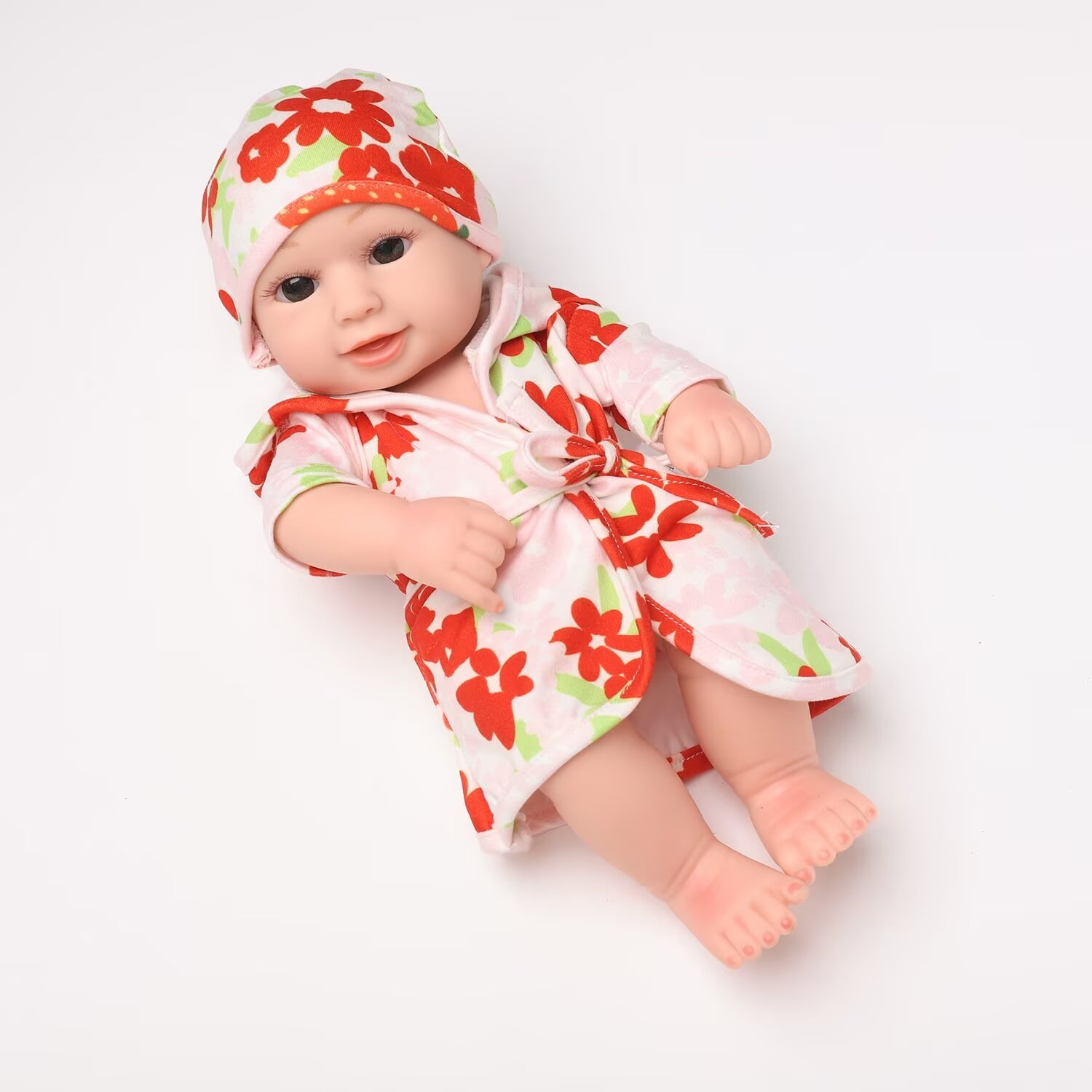AmaMary 12" Newborn Baby Doll Lifelike Silicone Vinyl Red Bathrobe ...