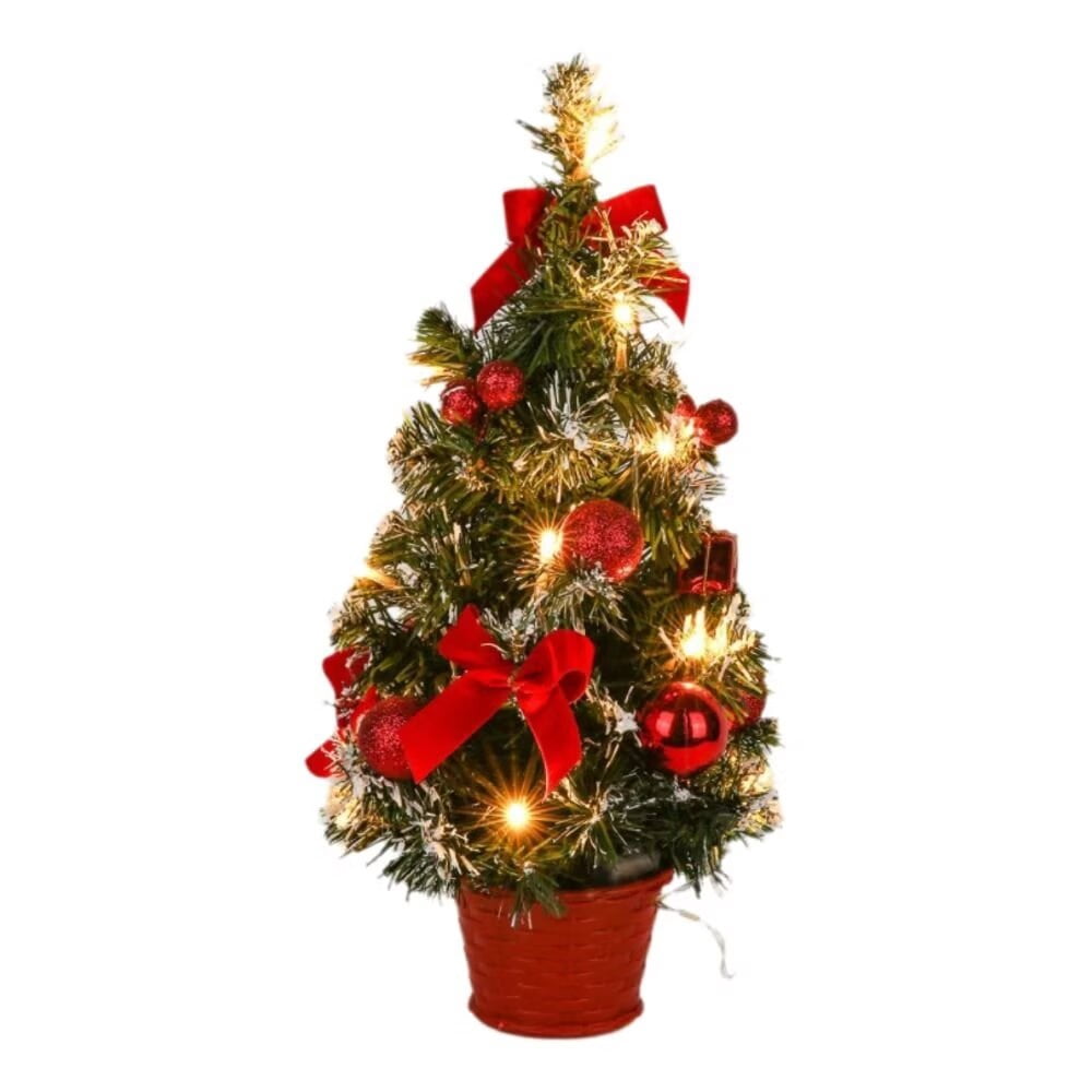 AmaMary 15.7 " Small Lighted Christmas Tree with LED Lights for Winter ...