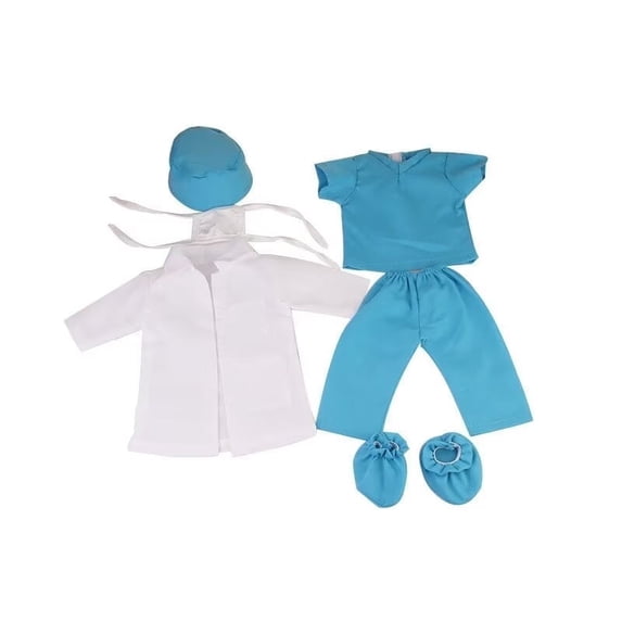 AmaMary 18" Doll Doctor Uniform with White Coat, Scrubs, Socks, Hat ...