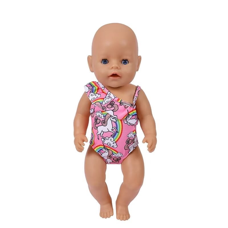 AmaMary 18 Inch Doll One Piece Printed Rainbow Swimsuit - Walmart.com