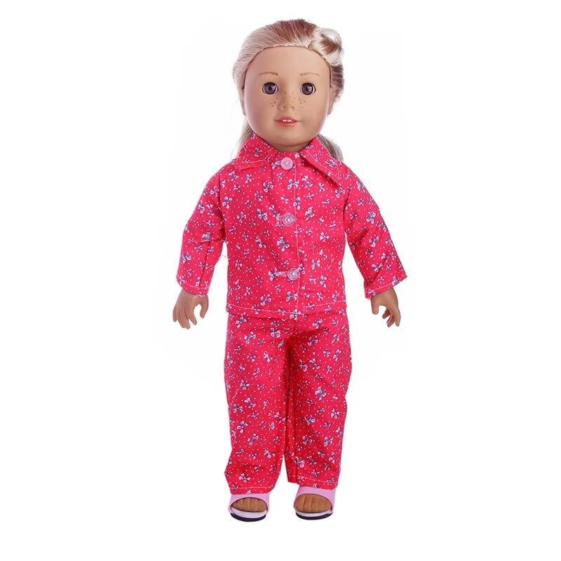 AmaMary 18 inch Doll Clothes - 2 pcs American Flag Pajamas for 16-18 ...