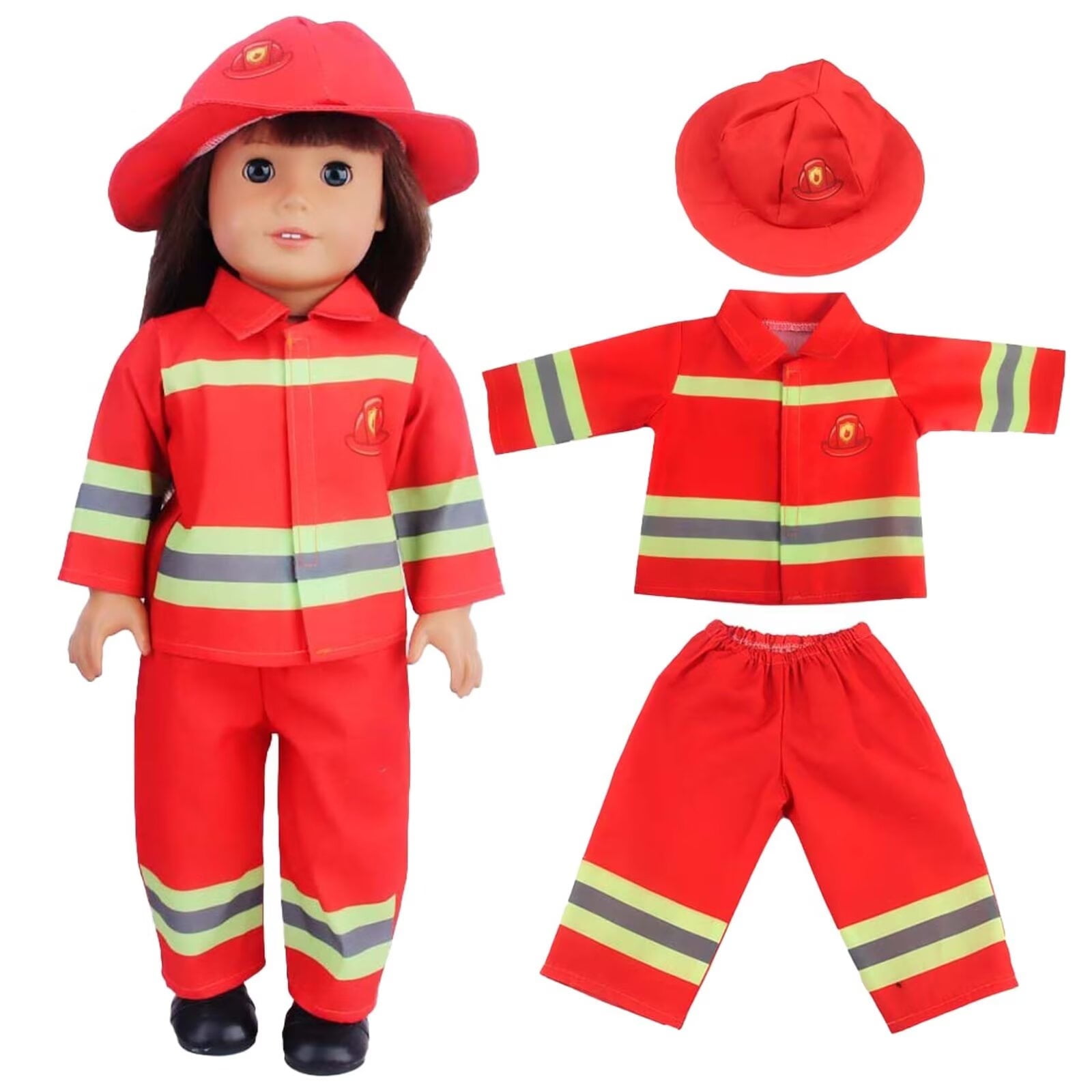 AmaMary 18 inch Doll Clothes Firefighter Outfit – 3-Piece Career ...