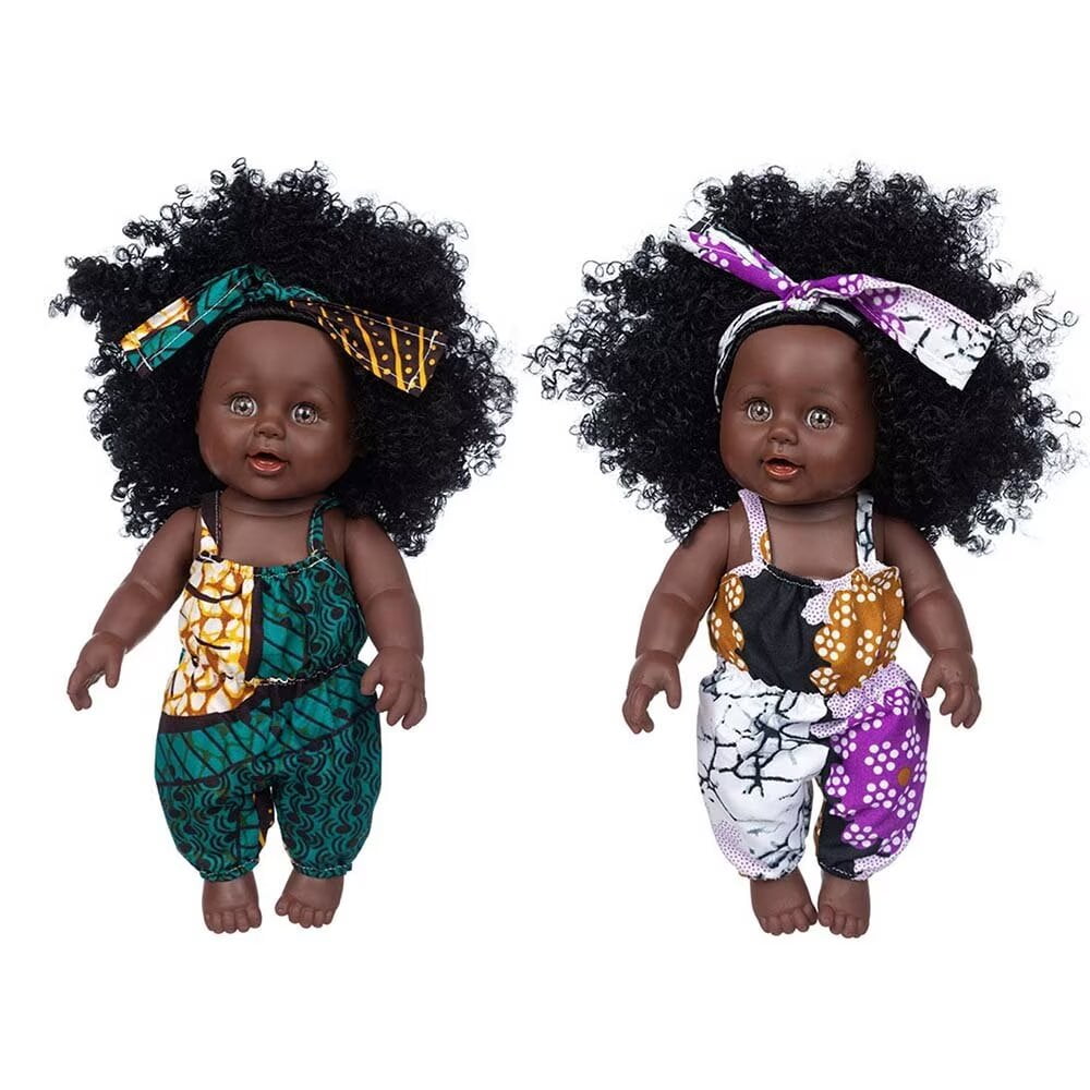 AmaMary 2Pcs 12" Exploding Head African Reborn Black Baby Smiling Baby ...