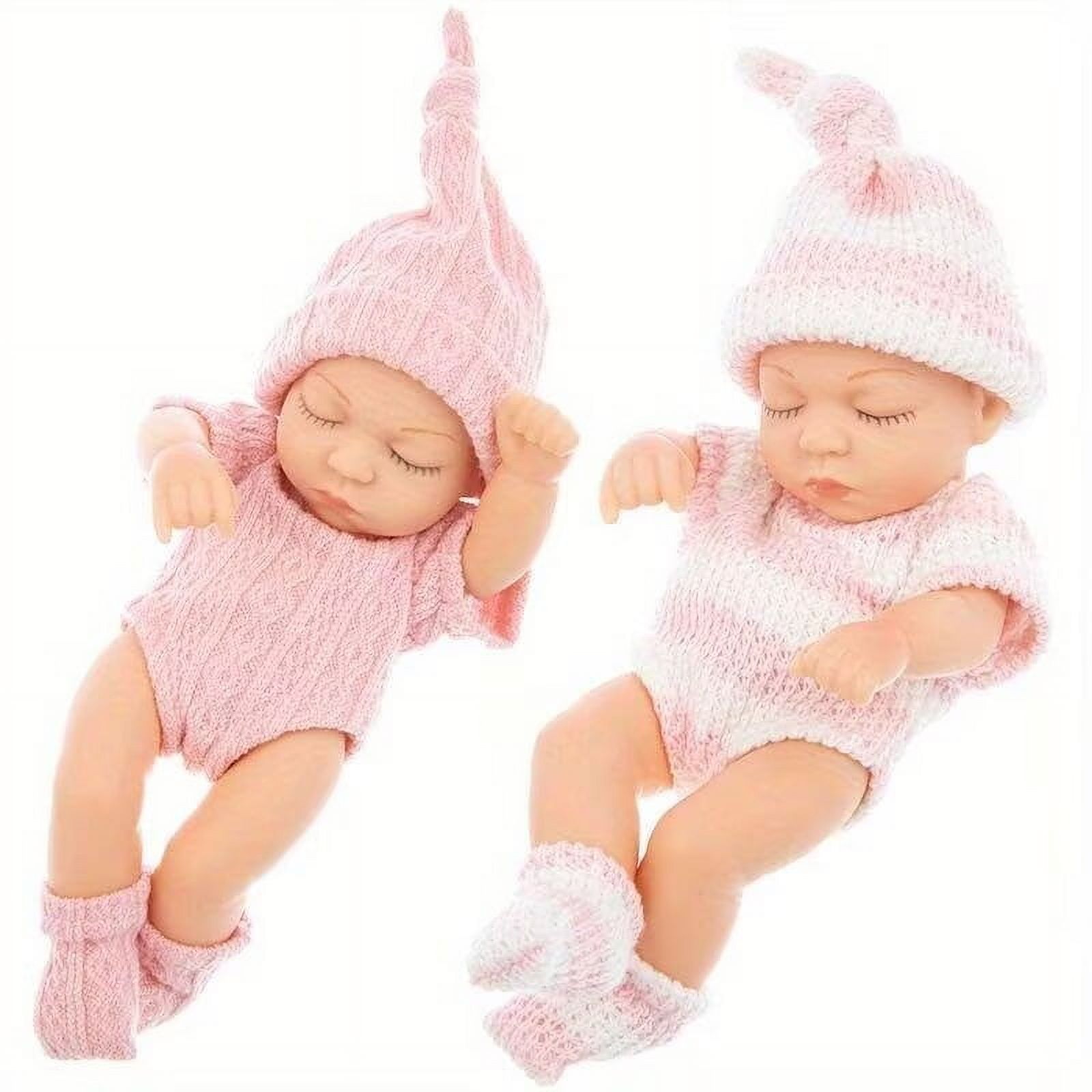AmaMary 2Pcs 7" Reborn Doll Full Body Soft Vinyl Realistic Mini Dolls ...