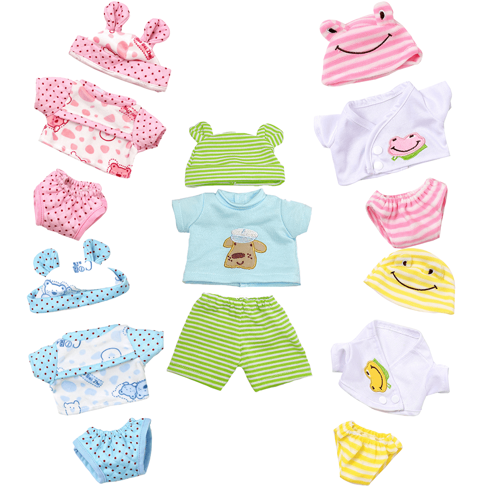 AmaMary 5 Sets 15-Piece Reborn Doll Clothes, 12 inch Outfits with ...