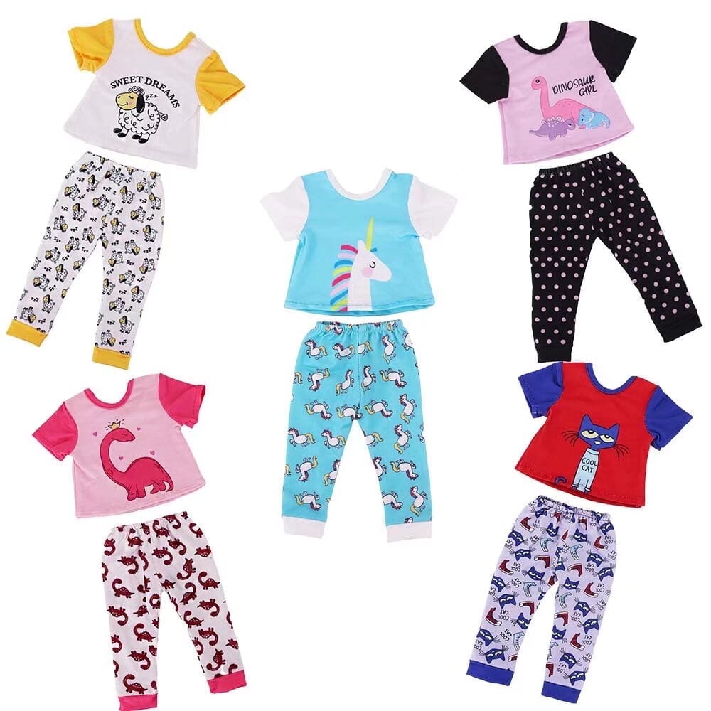 AmaMary 5 Sets 18 inch Reborn Doll Pajamas with Dinosaur and Cat ...