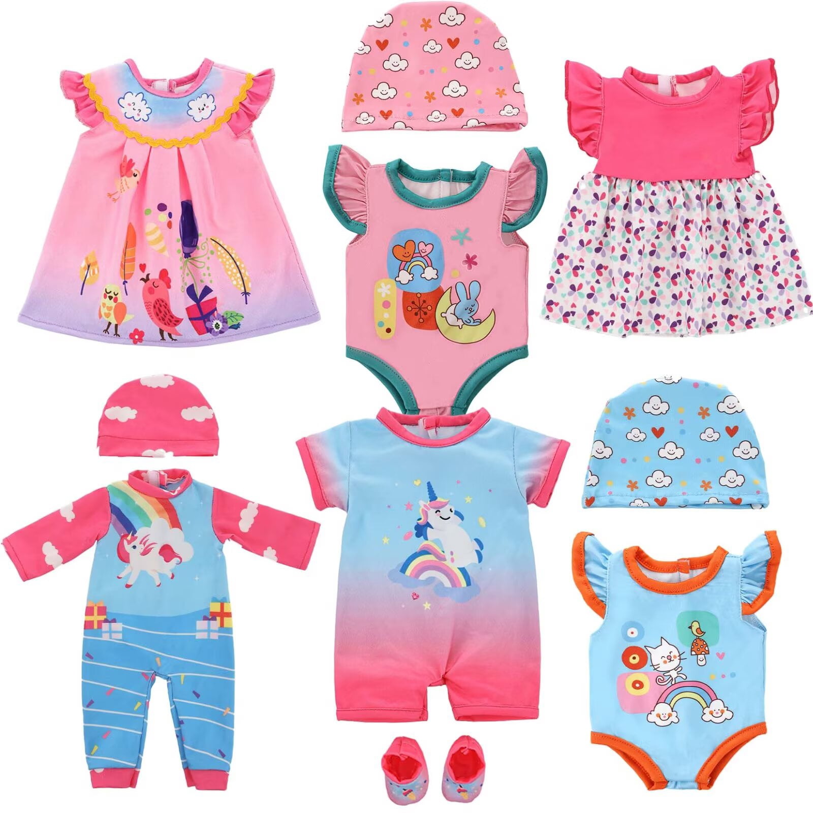 AmaMary 6 Sets 18 Inch Doll Summer Swimsuits and Dresses – Bird Dress ...