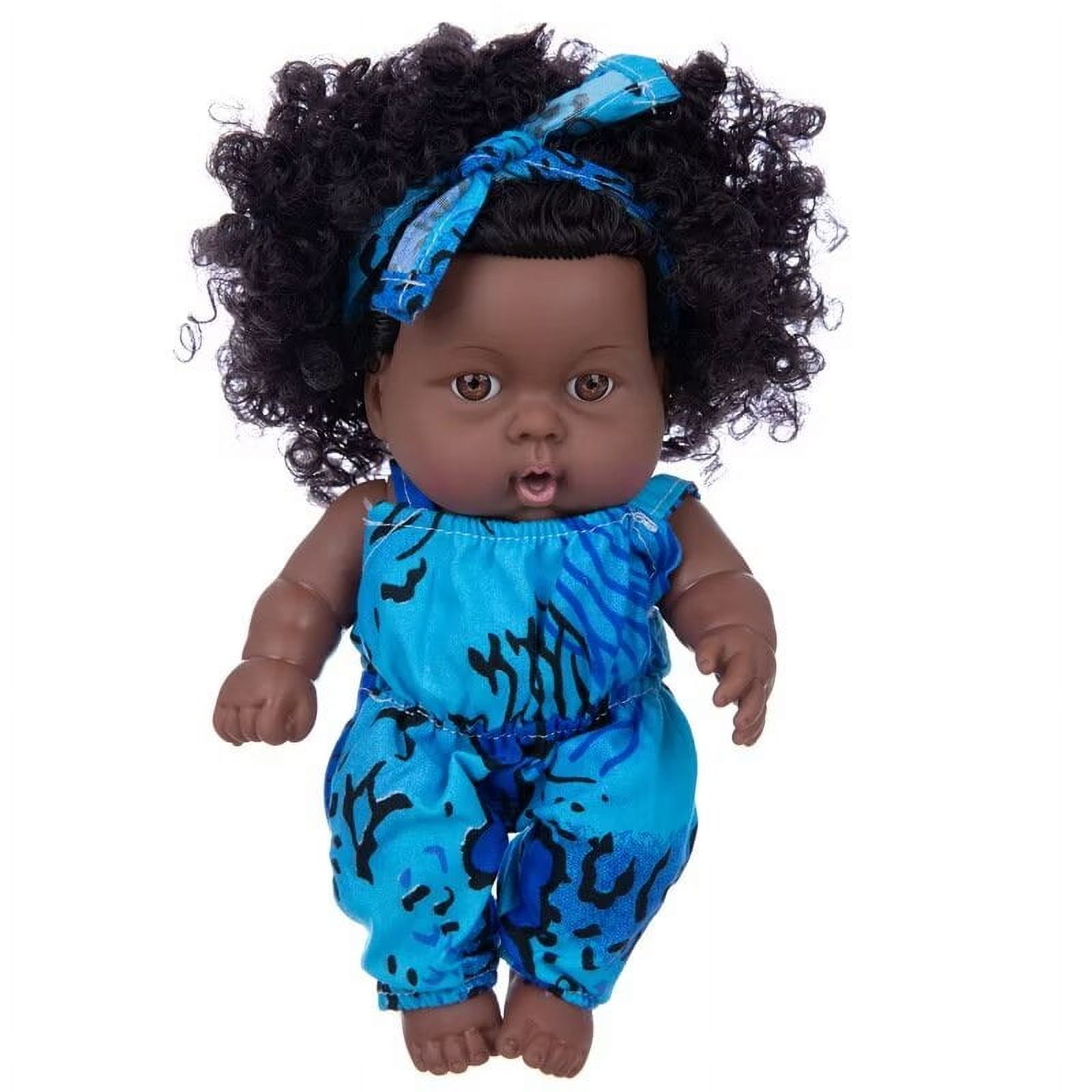 AmaMary 8" Black Baby Doll African Soft Gel Washable Realistic Curly ...