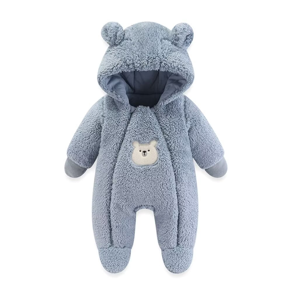 AmaMary Baby Winter Hooded Fleece Bodysuit Long Sleeve Thickened Cotton ...