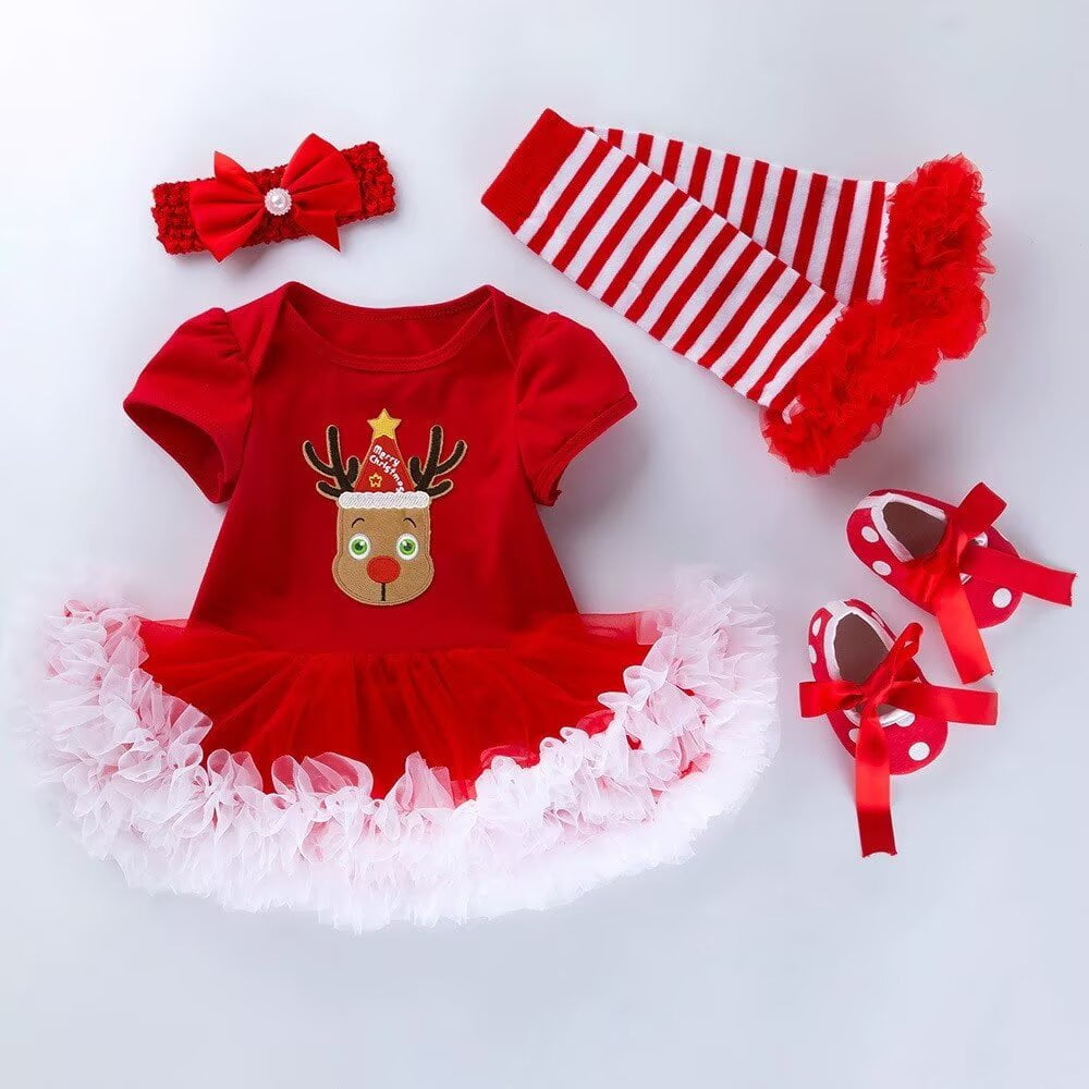 AmaMary Christmas Red Tutu Dress Set for 24 inch Reborn Dolls ...