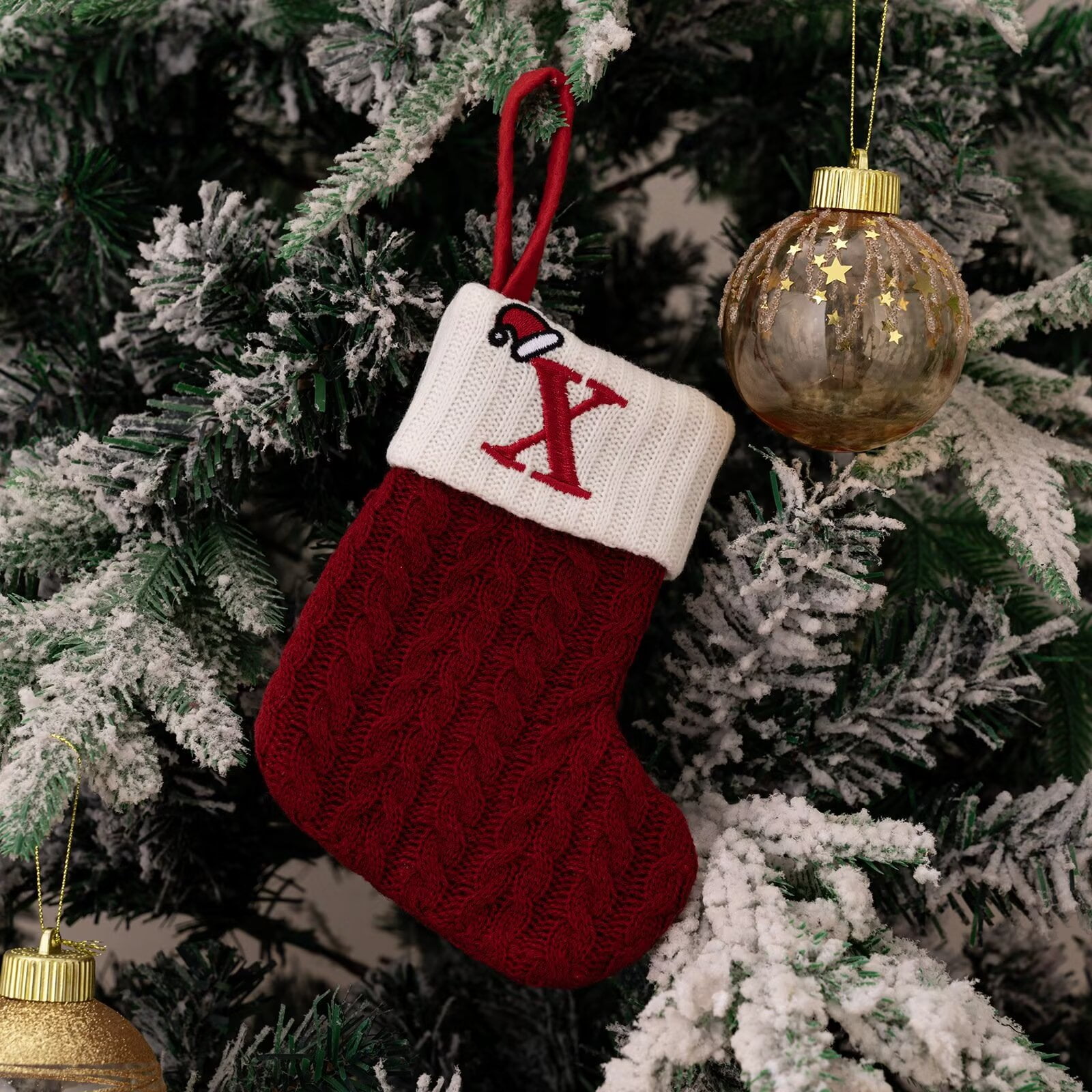 AmaMary Christmas Stockings with Initial ,Small Embroidered Letter Knit ...