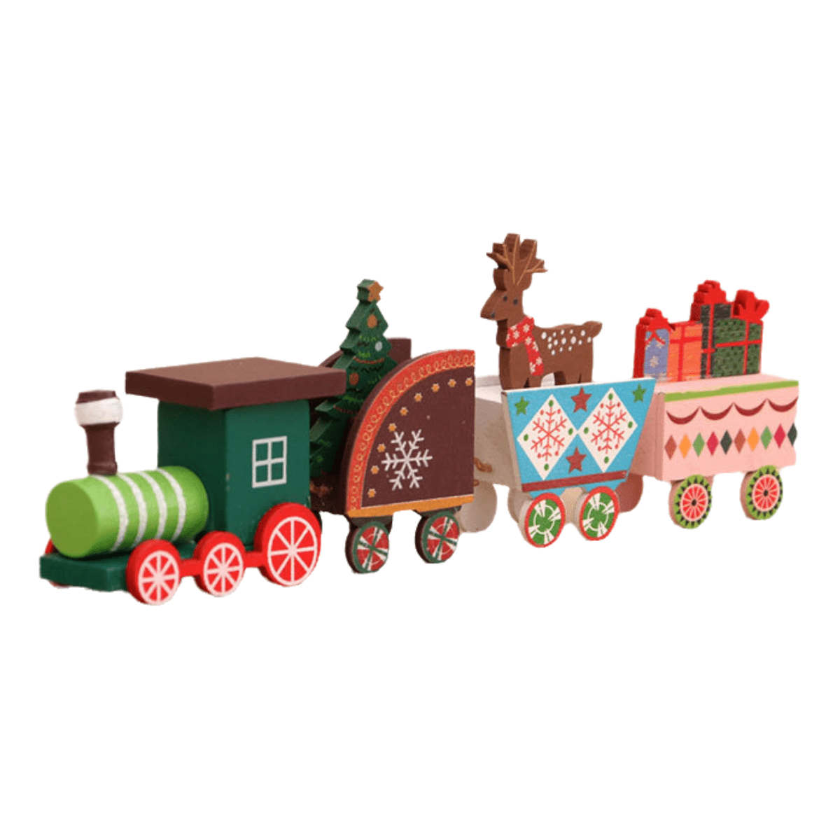 AmaMary Christmas Train Decoration Mini Wooden Train Toy Set Christmas ...