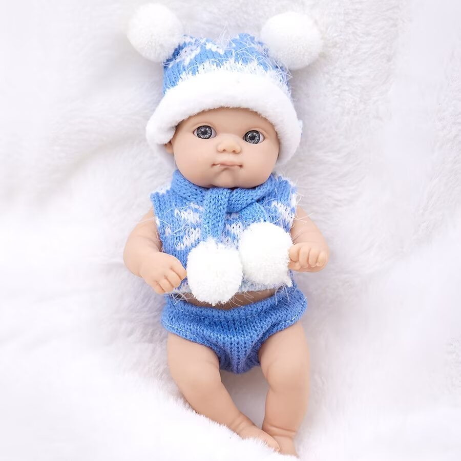 AmaMary Knitted Dress Reborn Baby Doll with Pom Pom 8 inch Silicone ...