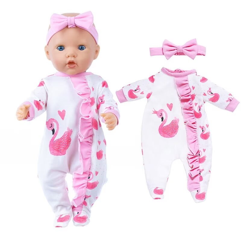 Babysbule Pink Swan Huggies Doll Clothes for 16-18 inch Dolls, Baby ...