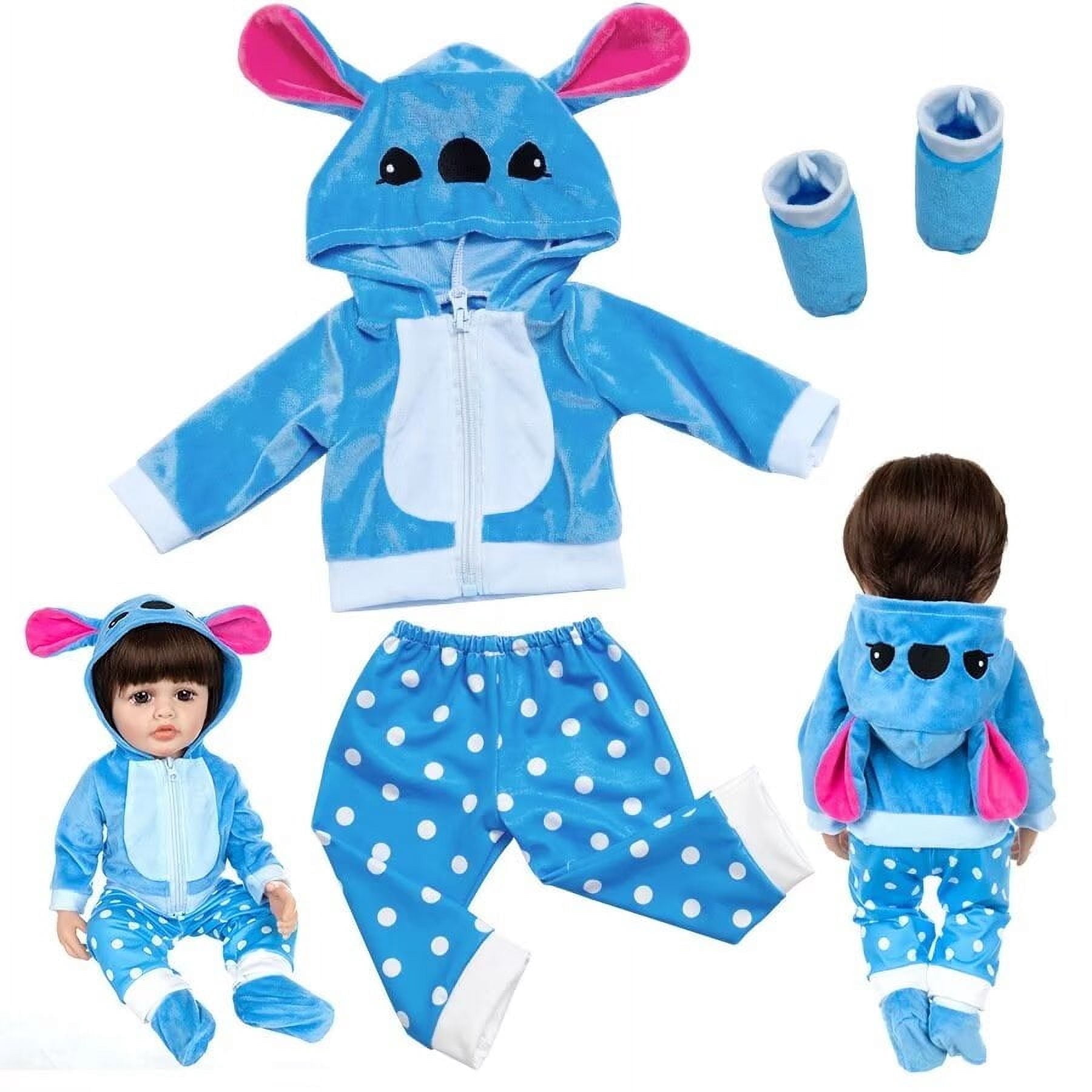 AmaMary Reborn Doll Clothes 20-23 Inch Blue Dog Outfit – Plush Hooded ...