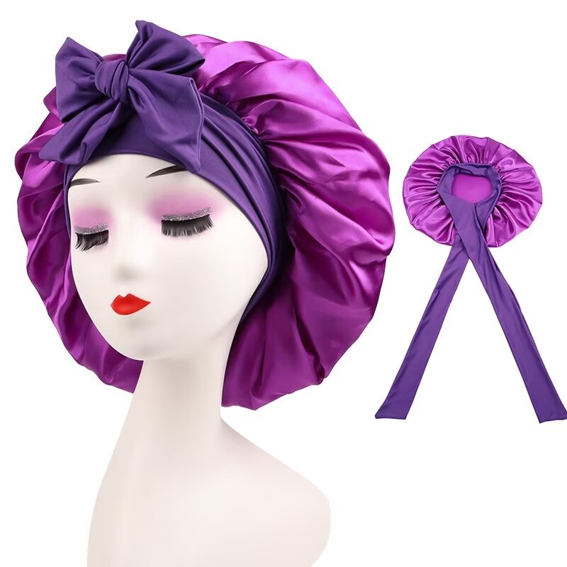 AmaMary Satin Bonnet for Women,Satin Hair Tie Bonnet,Curly Hair Silky ...