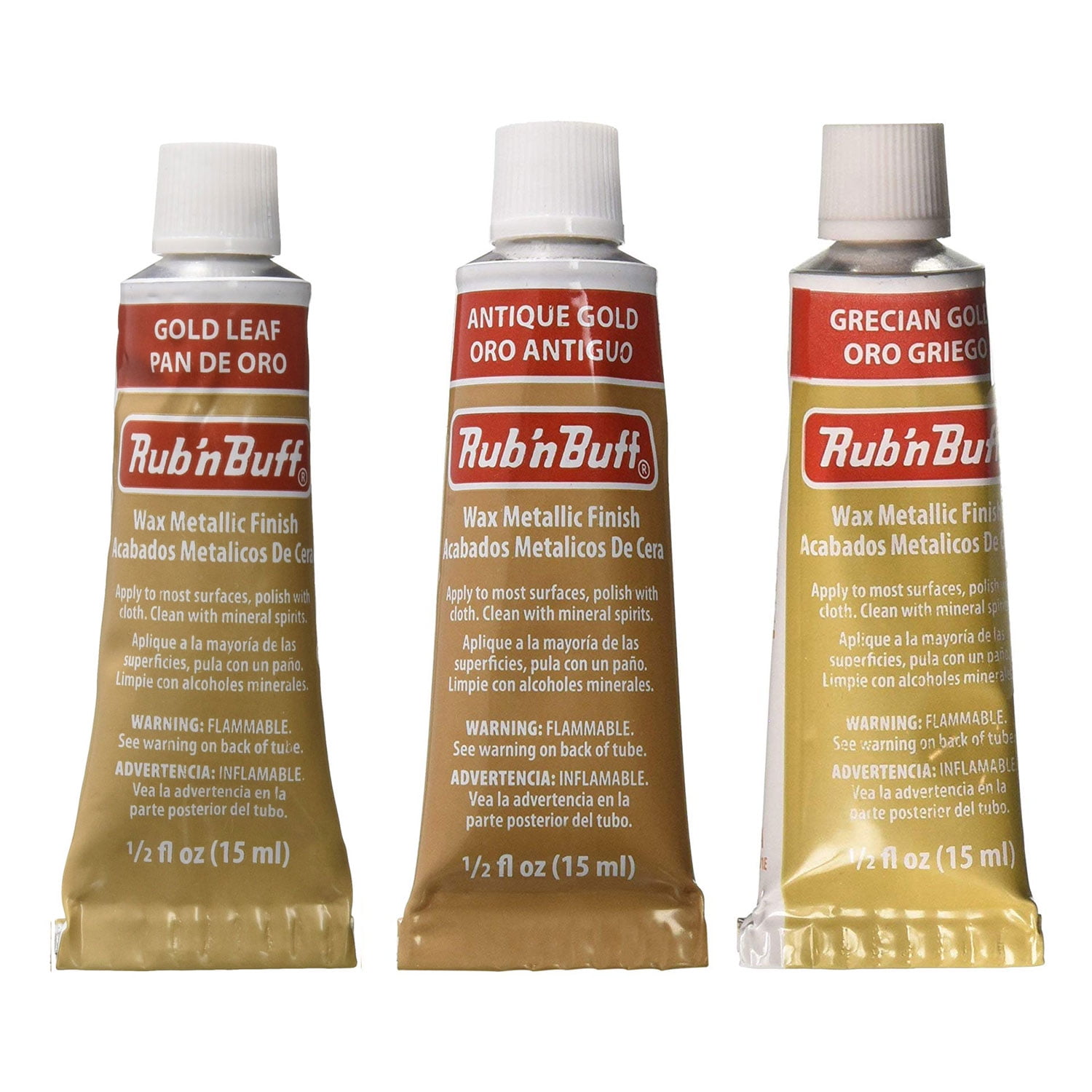 Amaco Rub 'N Buff Wax Metallic Finish, 3 Color Gold Assortment (Gold ...