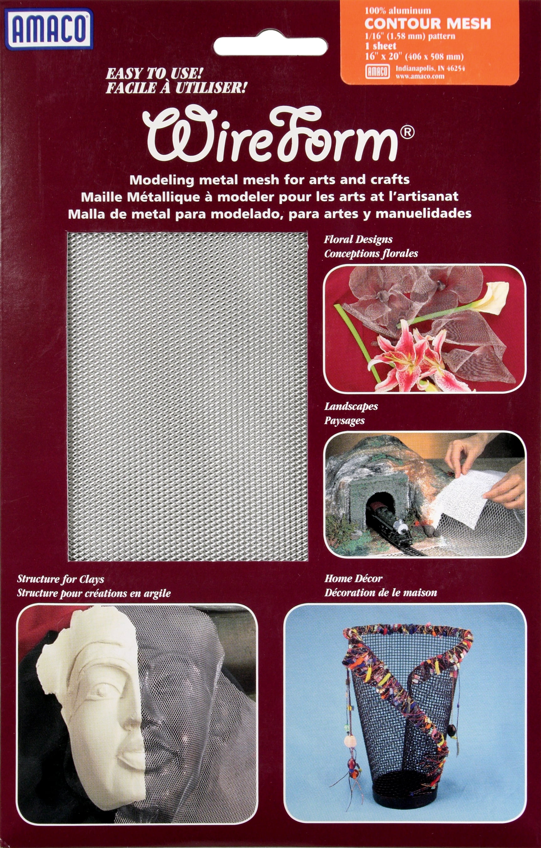 Amaco WireForm Aluminum, 1/16" Mesh Contour, 16" x 20", 1 sheet/pkg ...