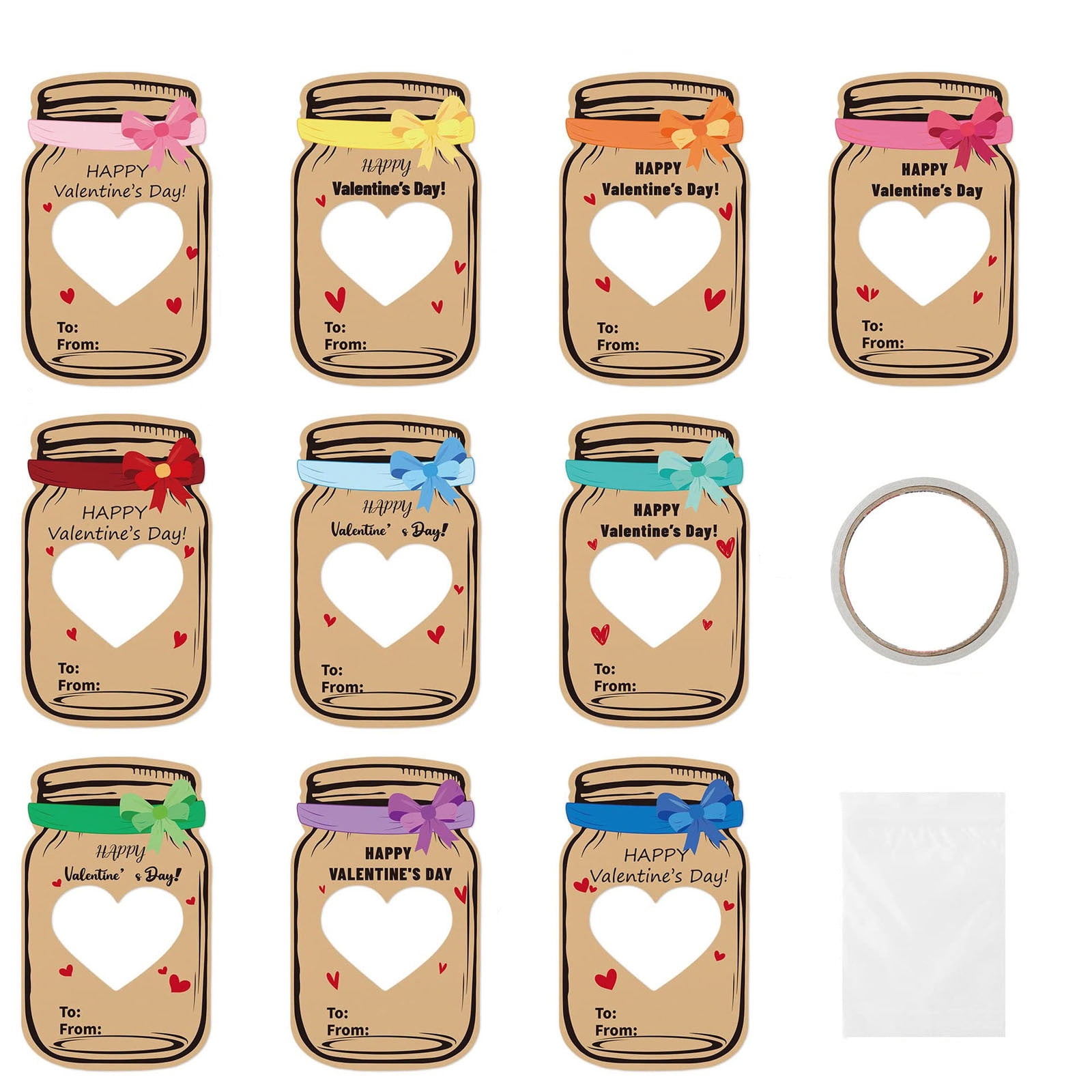 Amacok 30Pcs Valentines Day Cards Kids Jars Valentines Exchange Cards ...