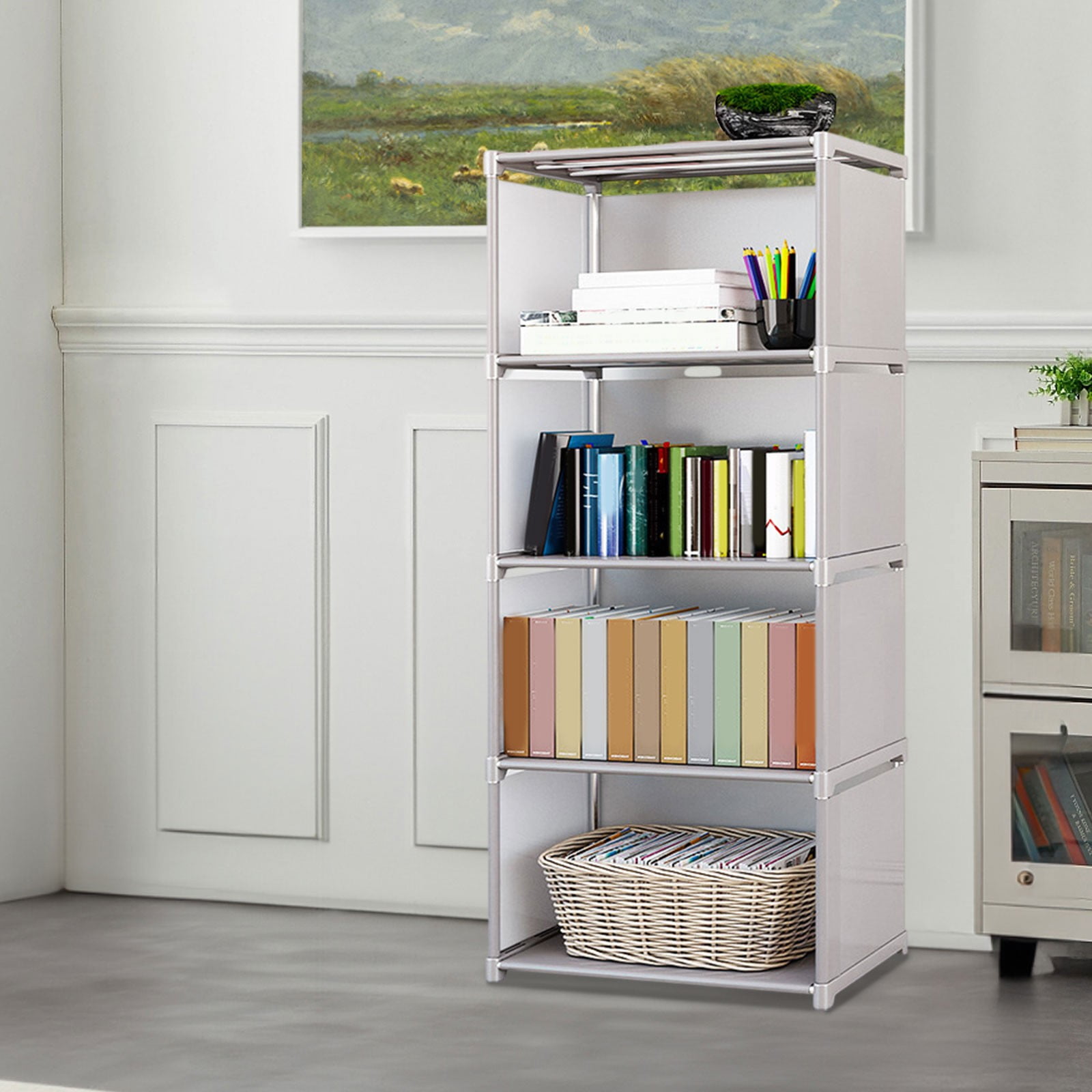 Amacok 4-Tiers Portable Assembled Storage Rack, Bookcase Storage Rack ...