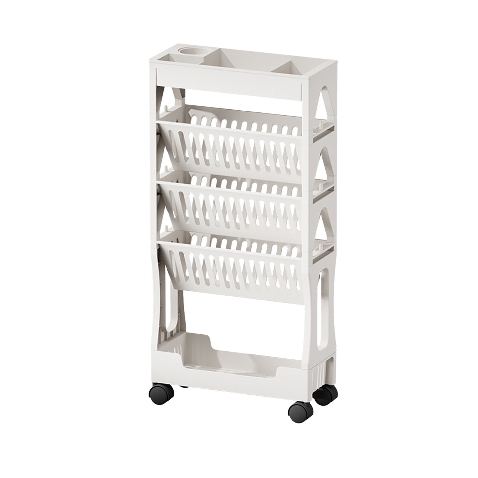 Amacok 5-Tier Rolling Book Cart, Mobile Bookshelf with Wheels, Movable ...